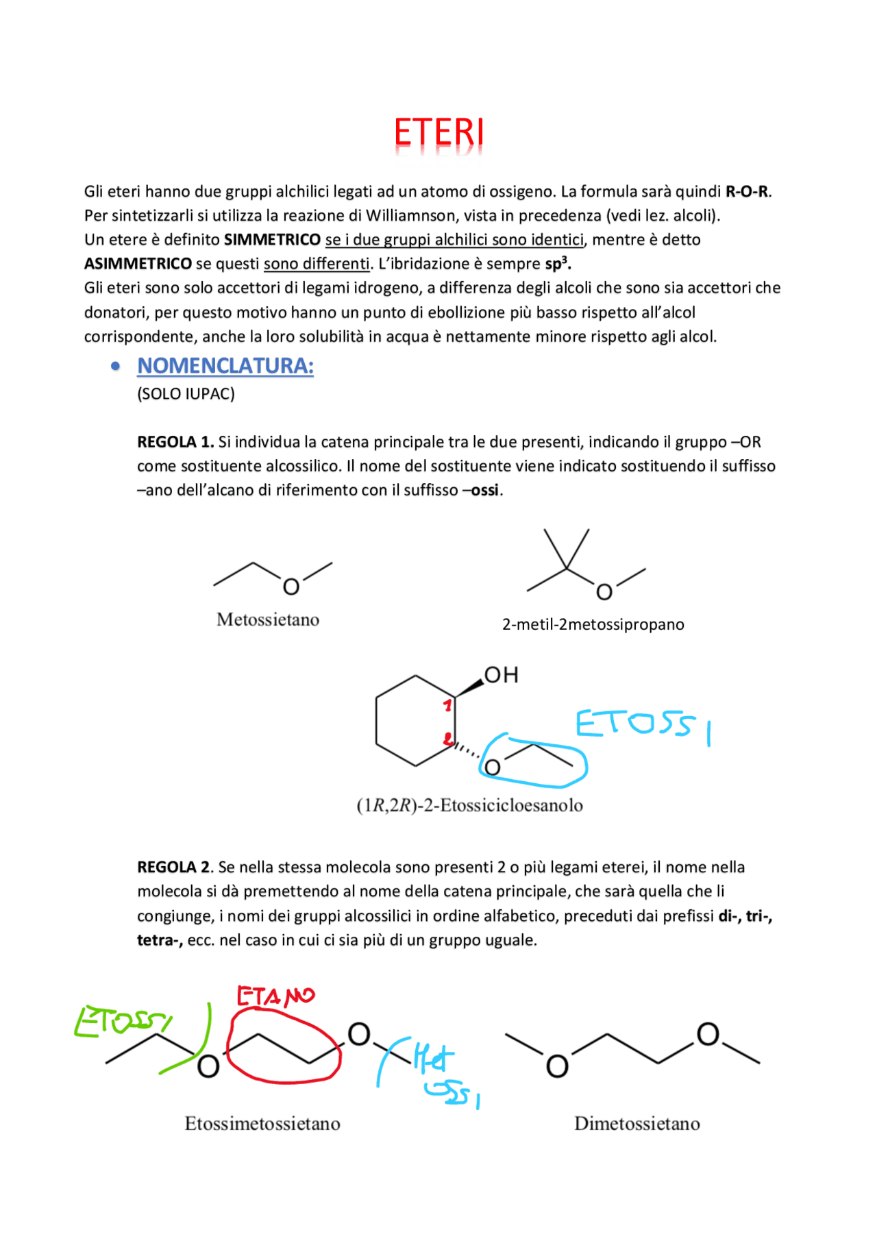ETERI ed EPOSSIDI chimica organica - Docsity