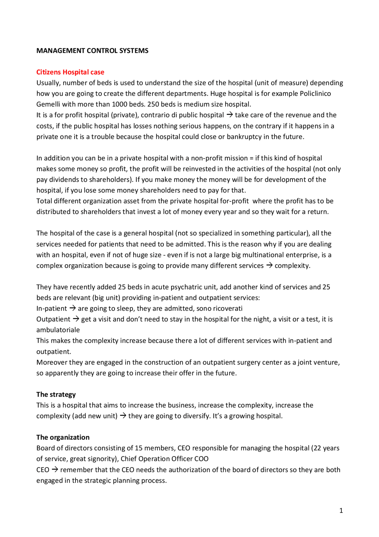 Appunti Management Control System primo parziale - Docsity