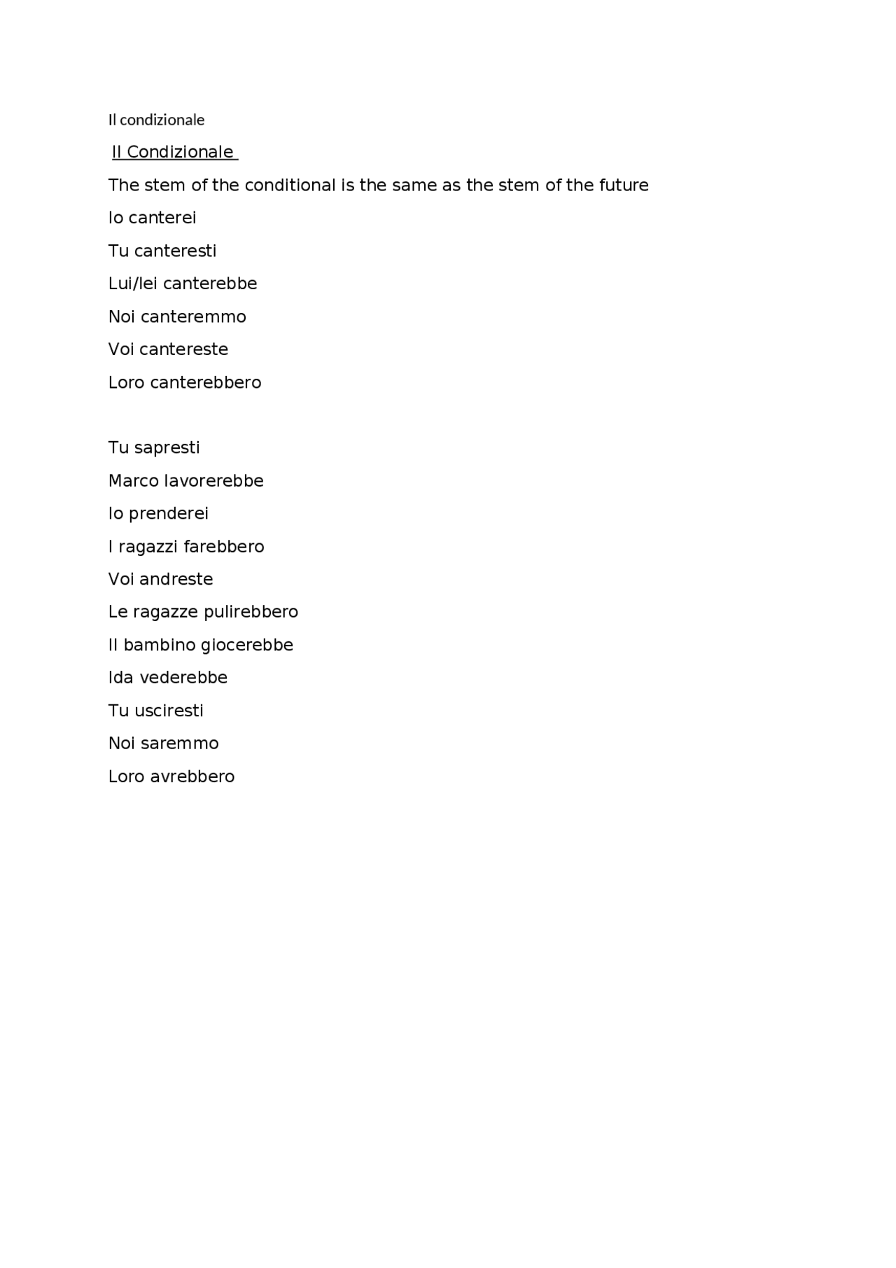 Conjugazione del condizionale in italiano | Study notes Italian ...