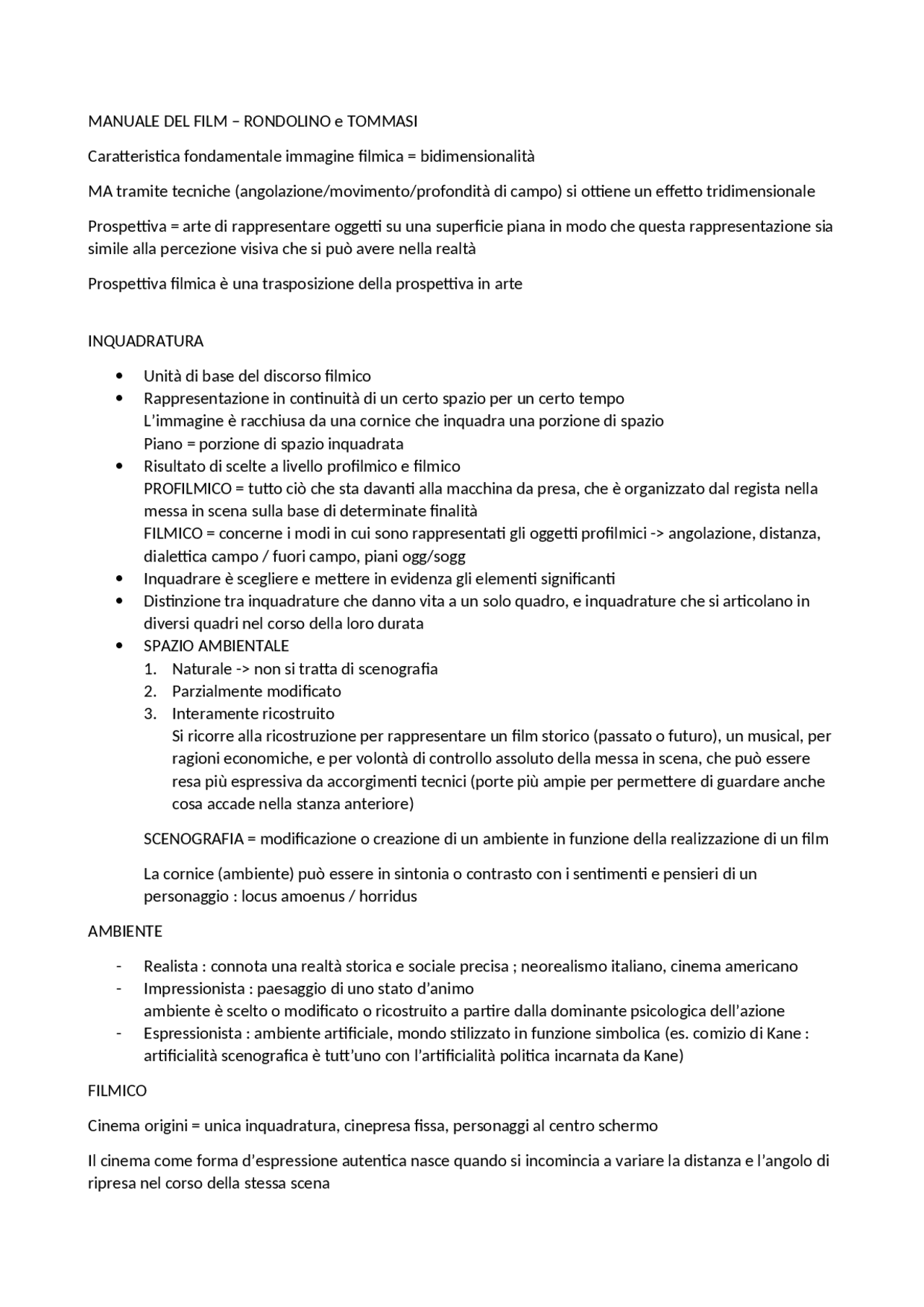 Manuale Del Film Rondolino E Tommasi Docsity