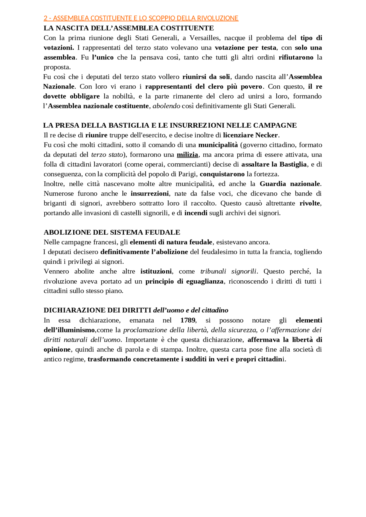 Secondo Riassunto Sulla Rivoluzione Francese Docsity