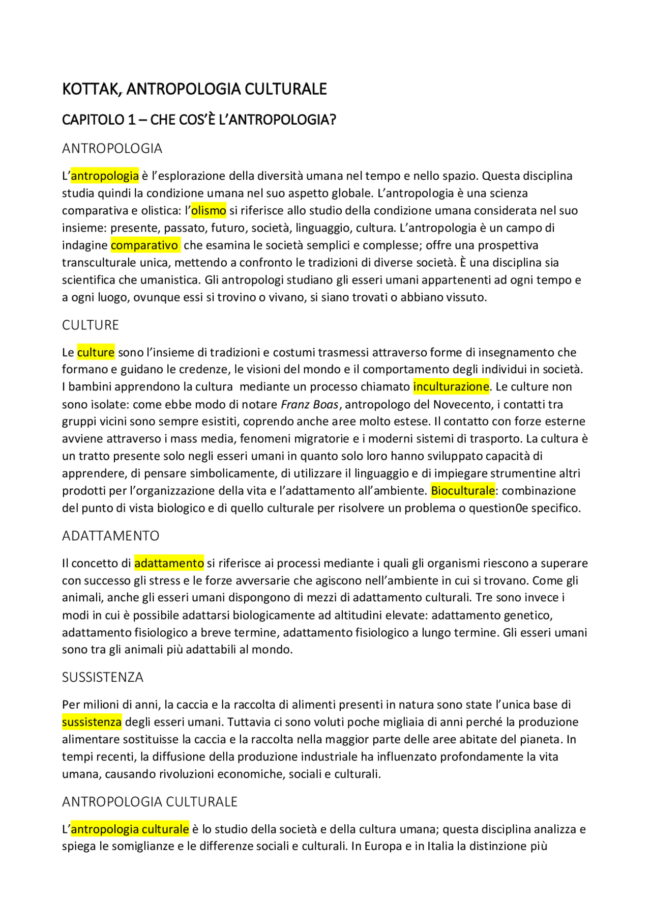 Riassunto Capitoli 1234913 Di Kottak Docsity