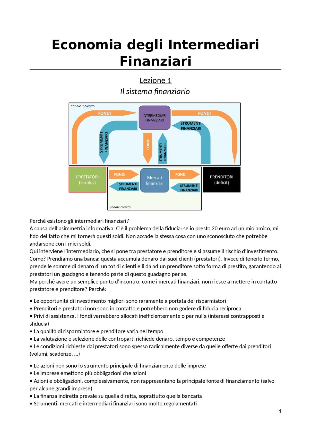 Economia degli Intermediari Finanziari - Docsity