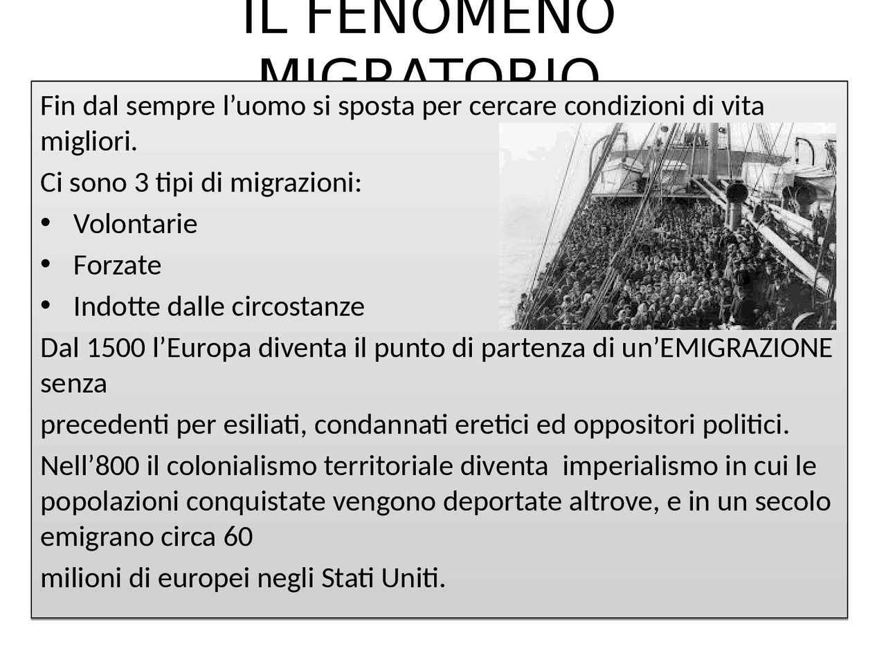 Il Fenomeno Migratorio Docsity