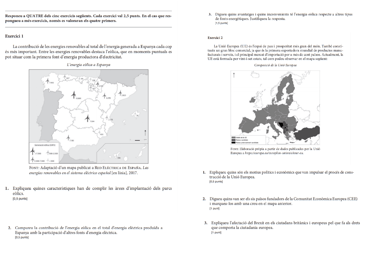 Selectivitat Geografia 2020 Docsity
