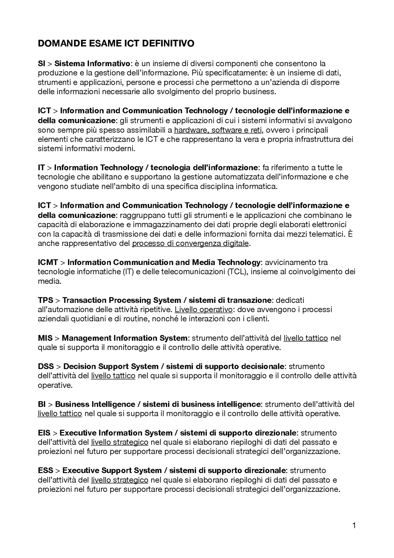Domande Esame Information And Communication Technology Docsity