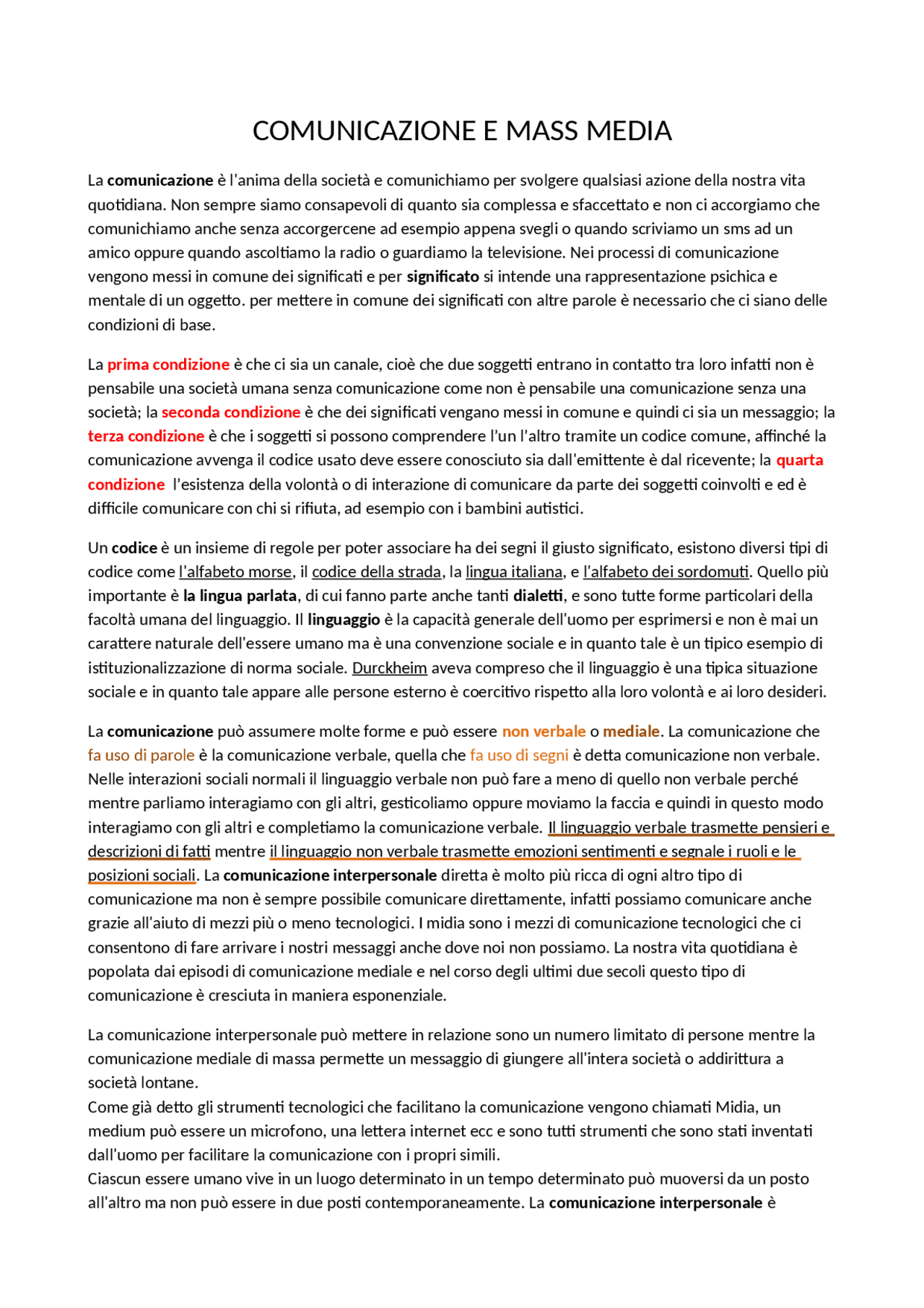 Comunicazione E Mass Media Docsity