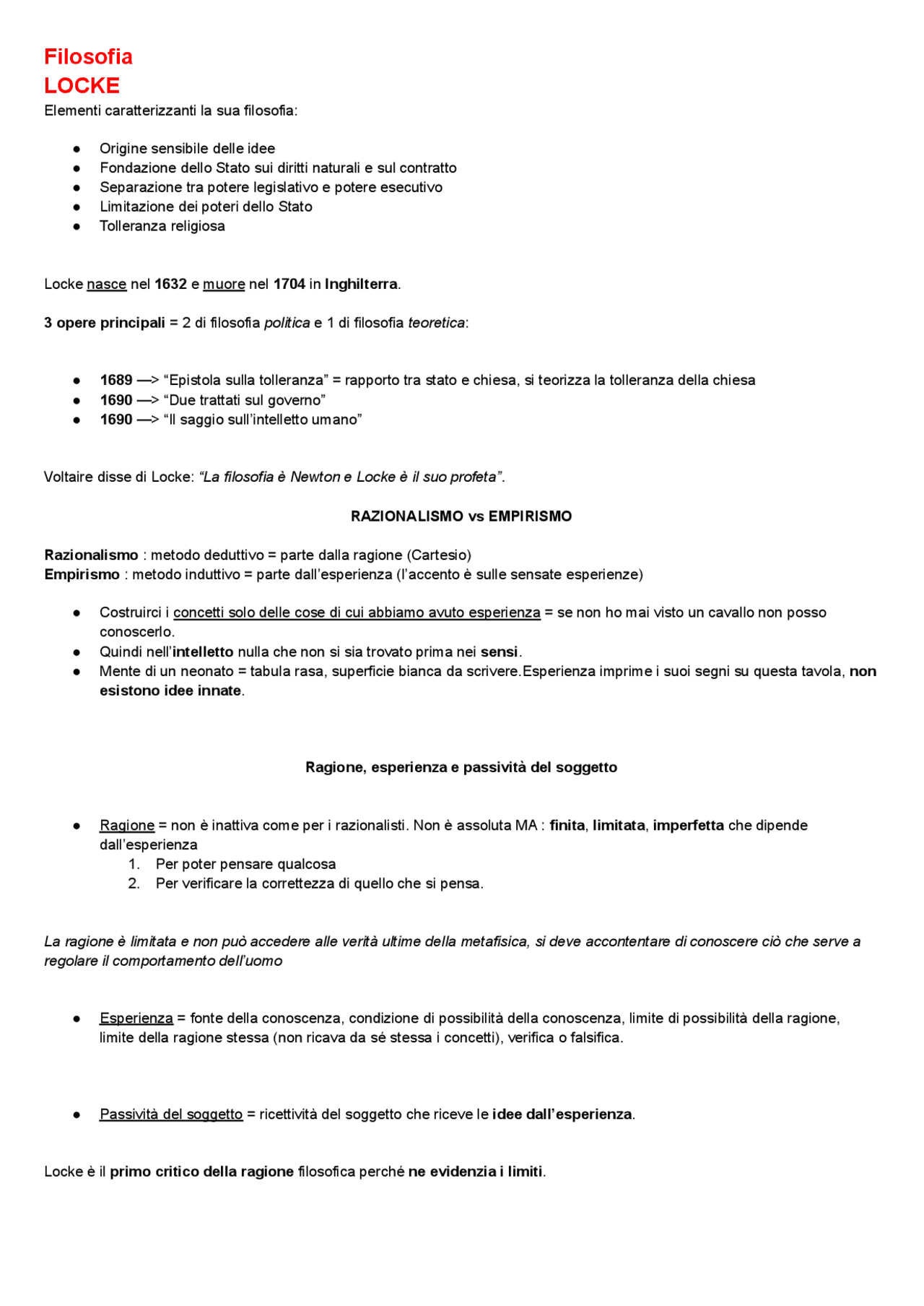 Kant Locke E Hume Analisi Docsity