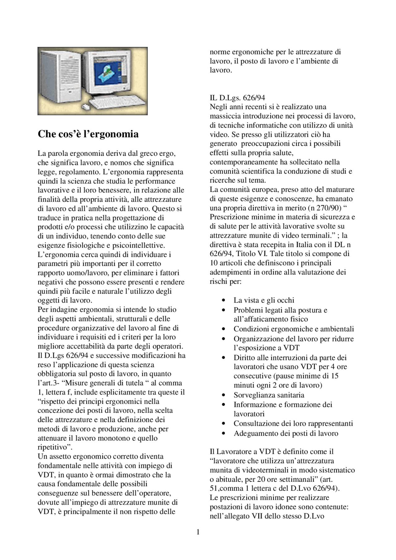 Postura Ed Ergonomia Docsity