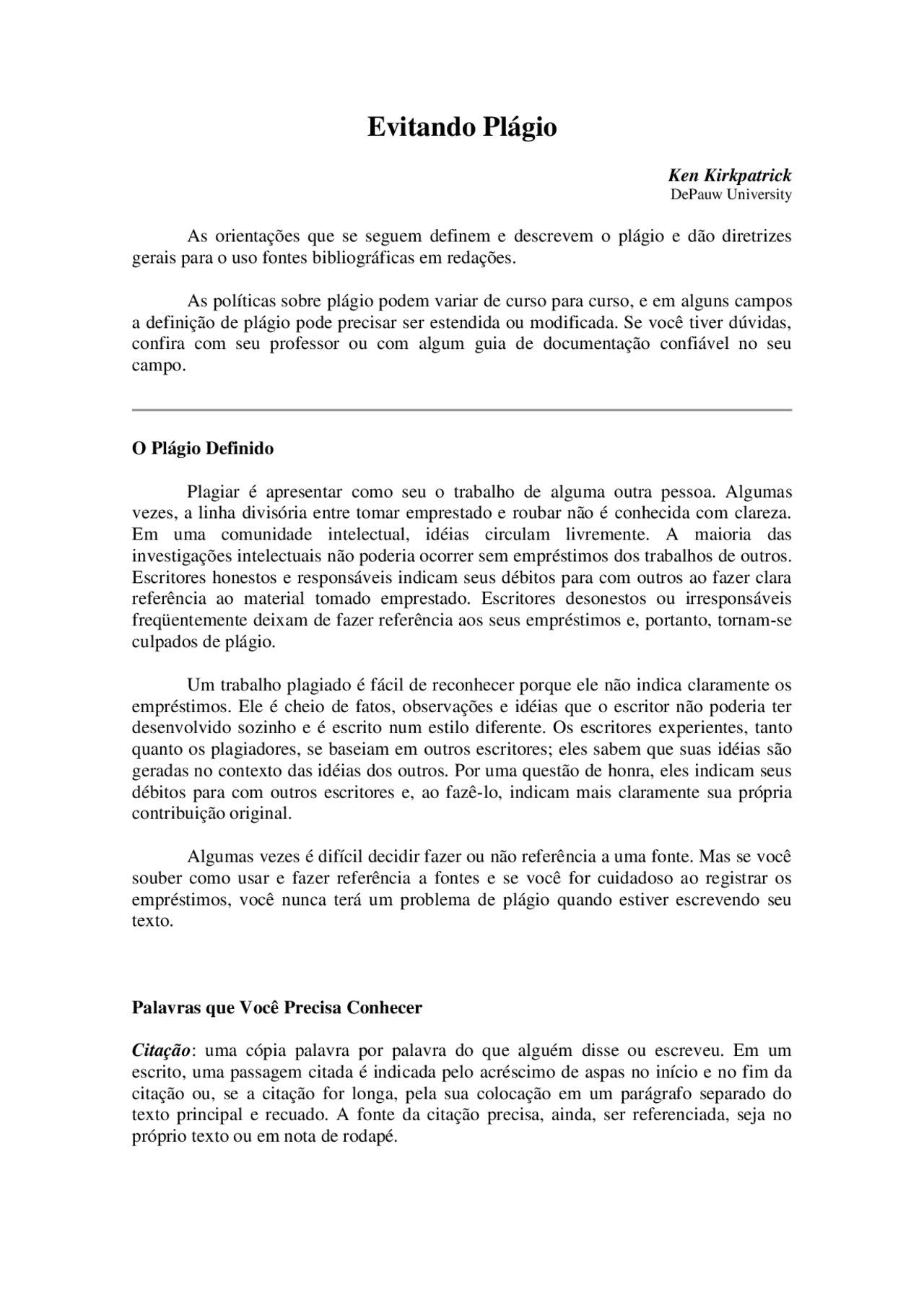 Evitando Plágio de Ken Kirkpatrick - Depauw University | Manuais ...