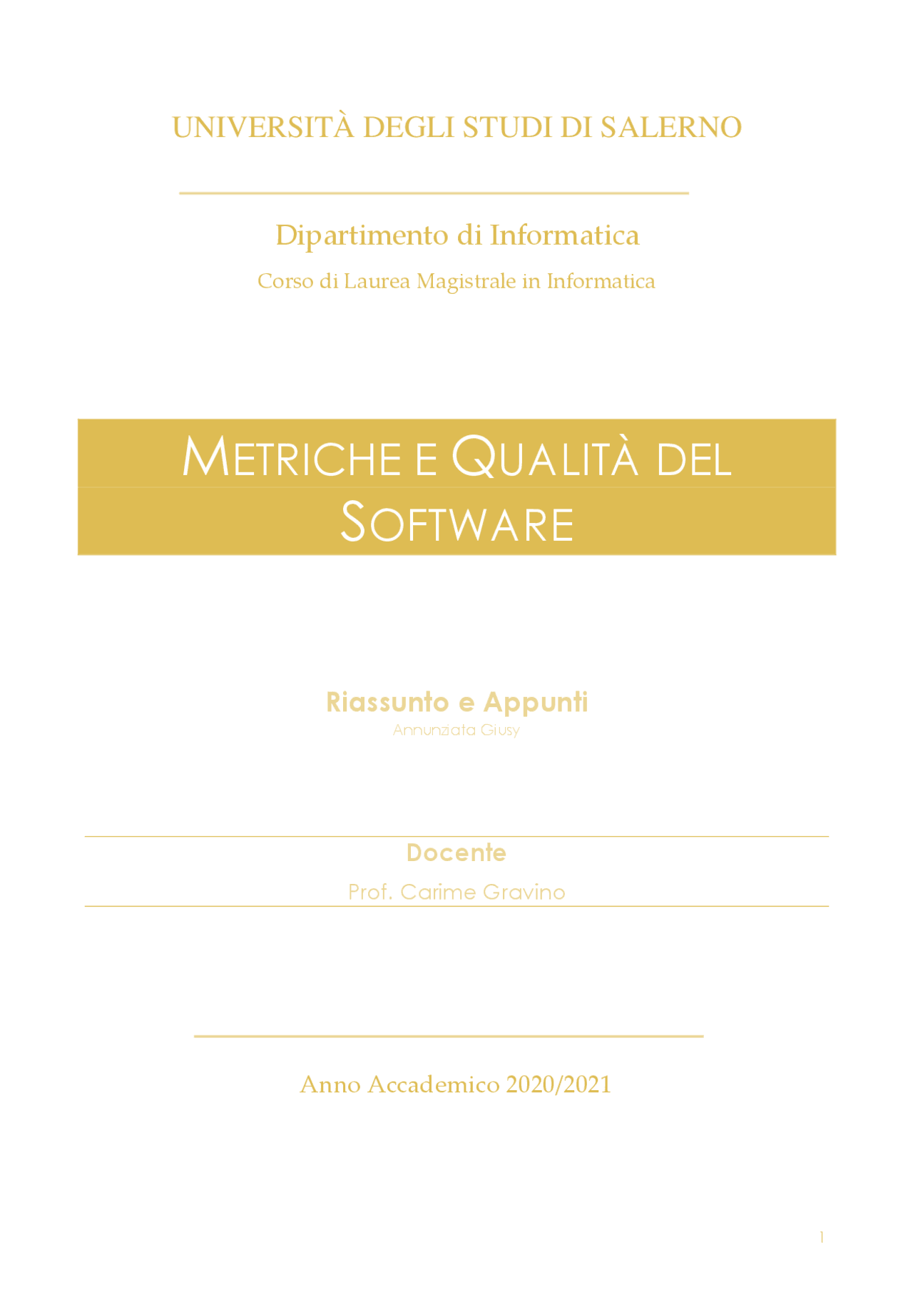 Metriche E Qualità Del Software Appunti Di Ingegneria Del Software