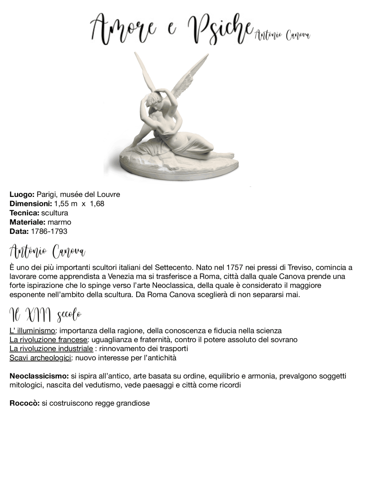 Amore E Psiche Canova Docsity