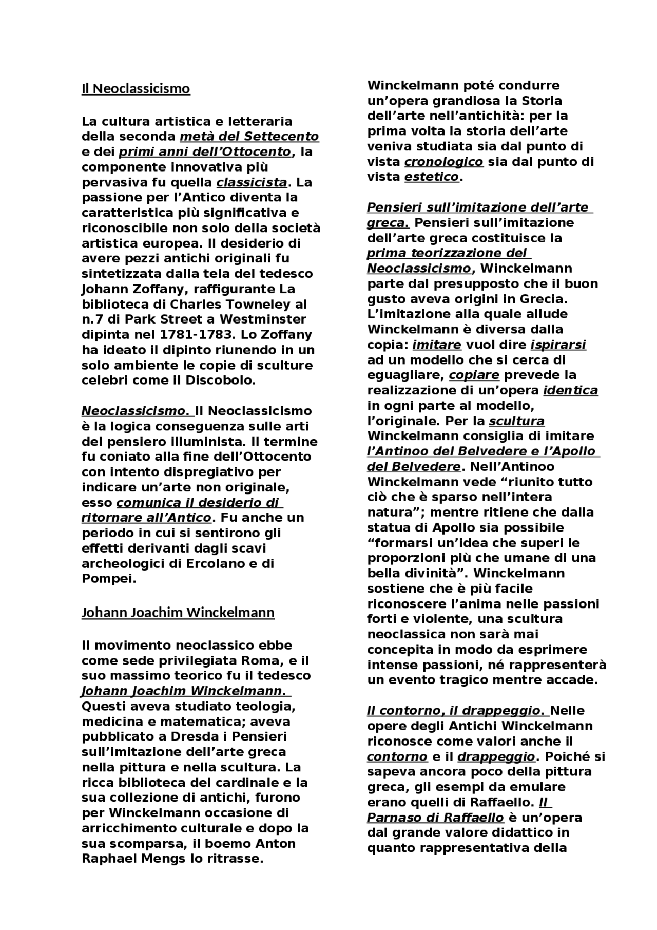 Il Neoclassicismo E Teorie Docsity