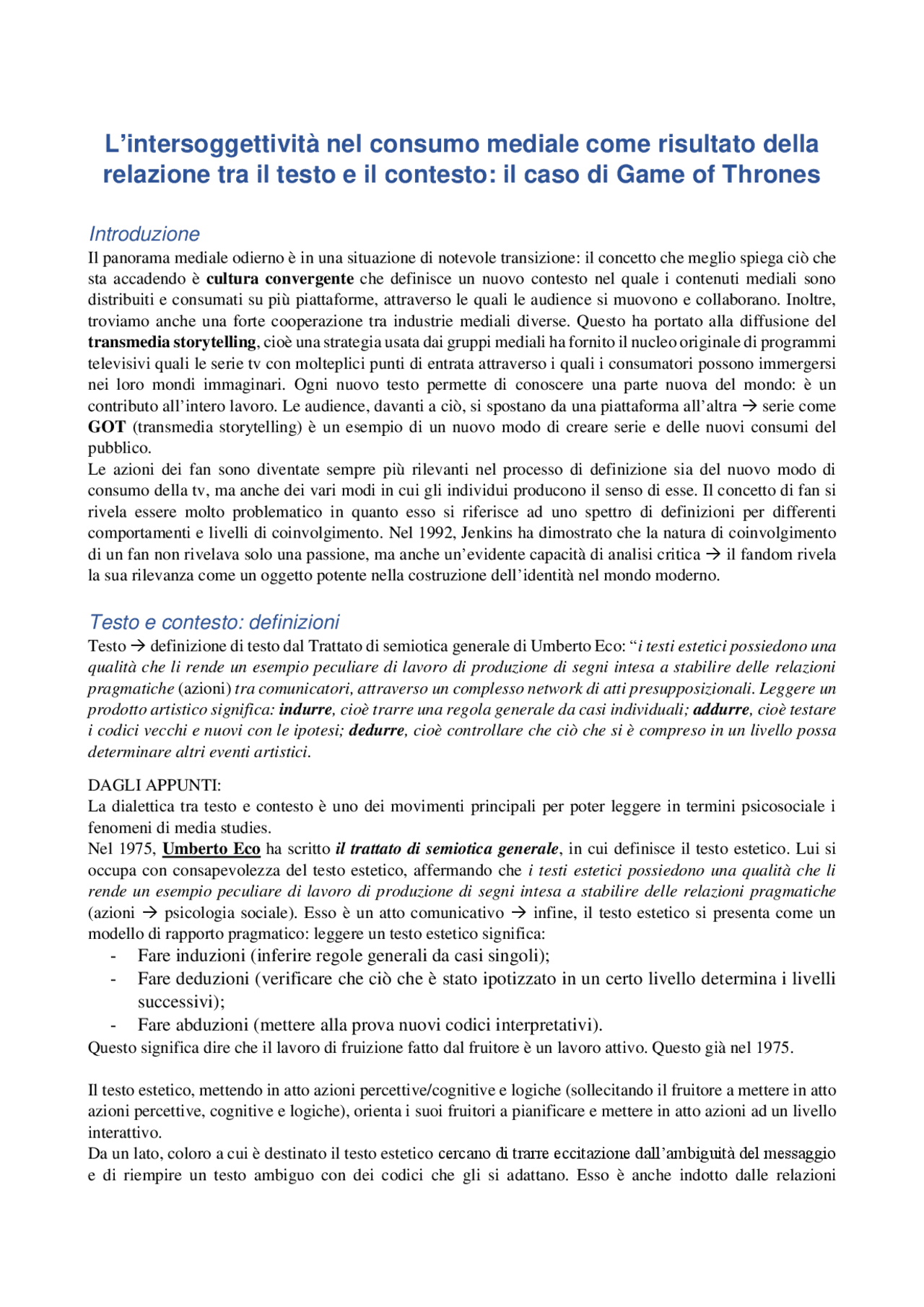 Intersubjectivity Riassunto Docsity