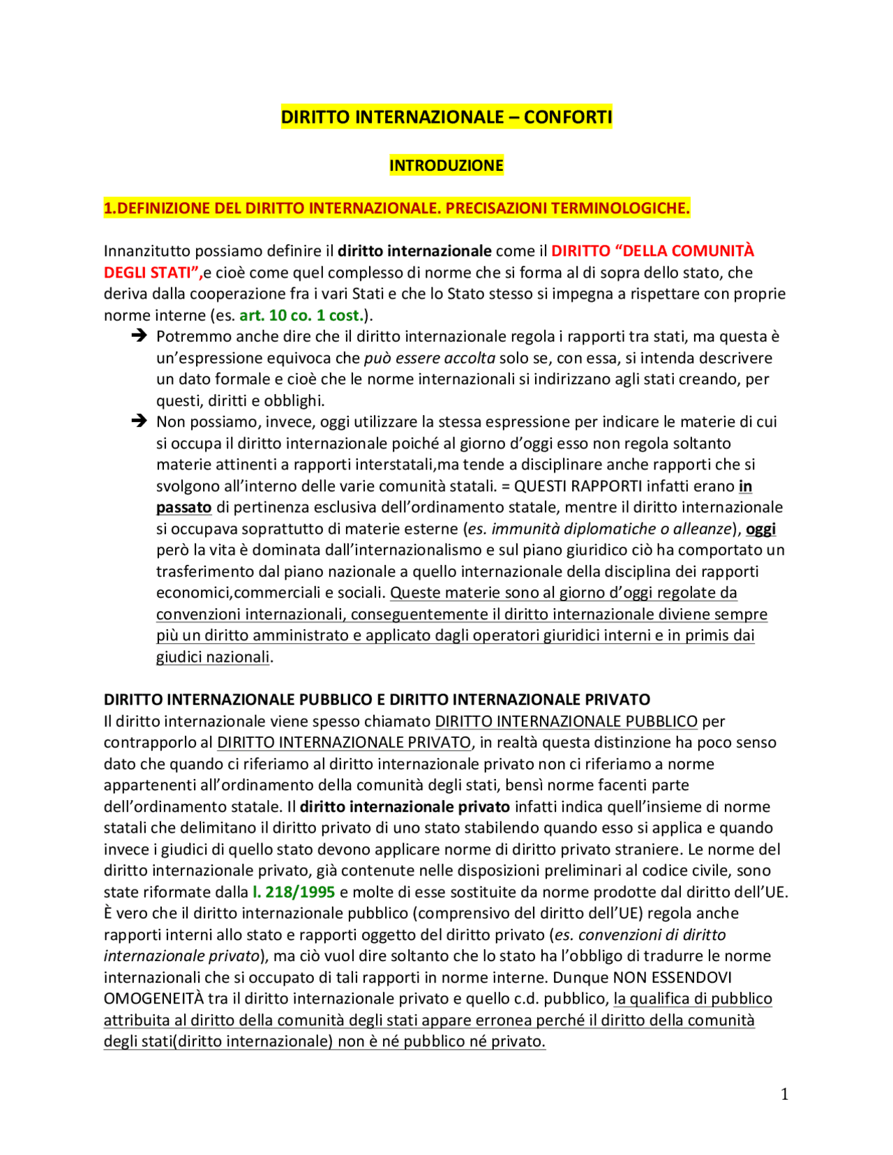 Dispensa Diritto Internazionale Pubblico Xi Edizione Docsity