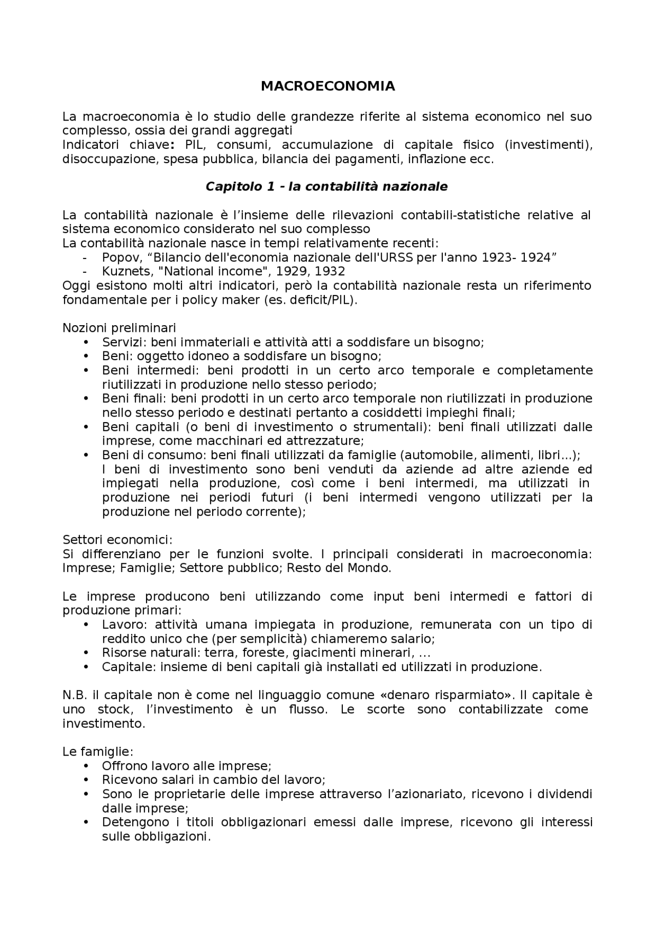 Macroeconomia Primo Parziale Docsity