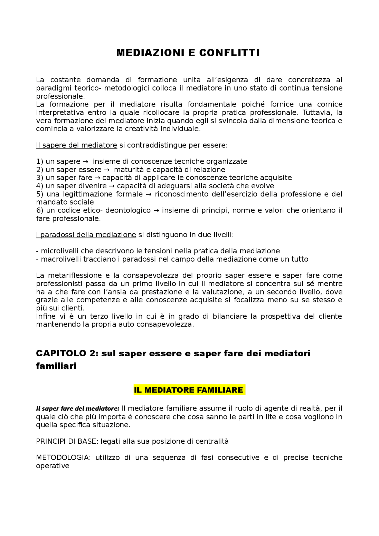Mediazioni E Conflitti Riassunto Docsity
