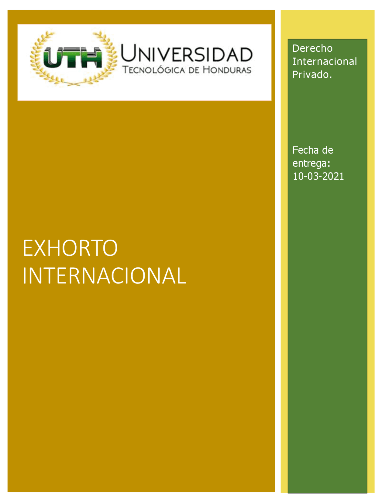 Exhorto internacional | Resúmenes de Derecho Internacional - Docsity