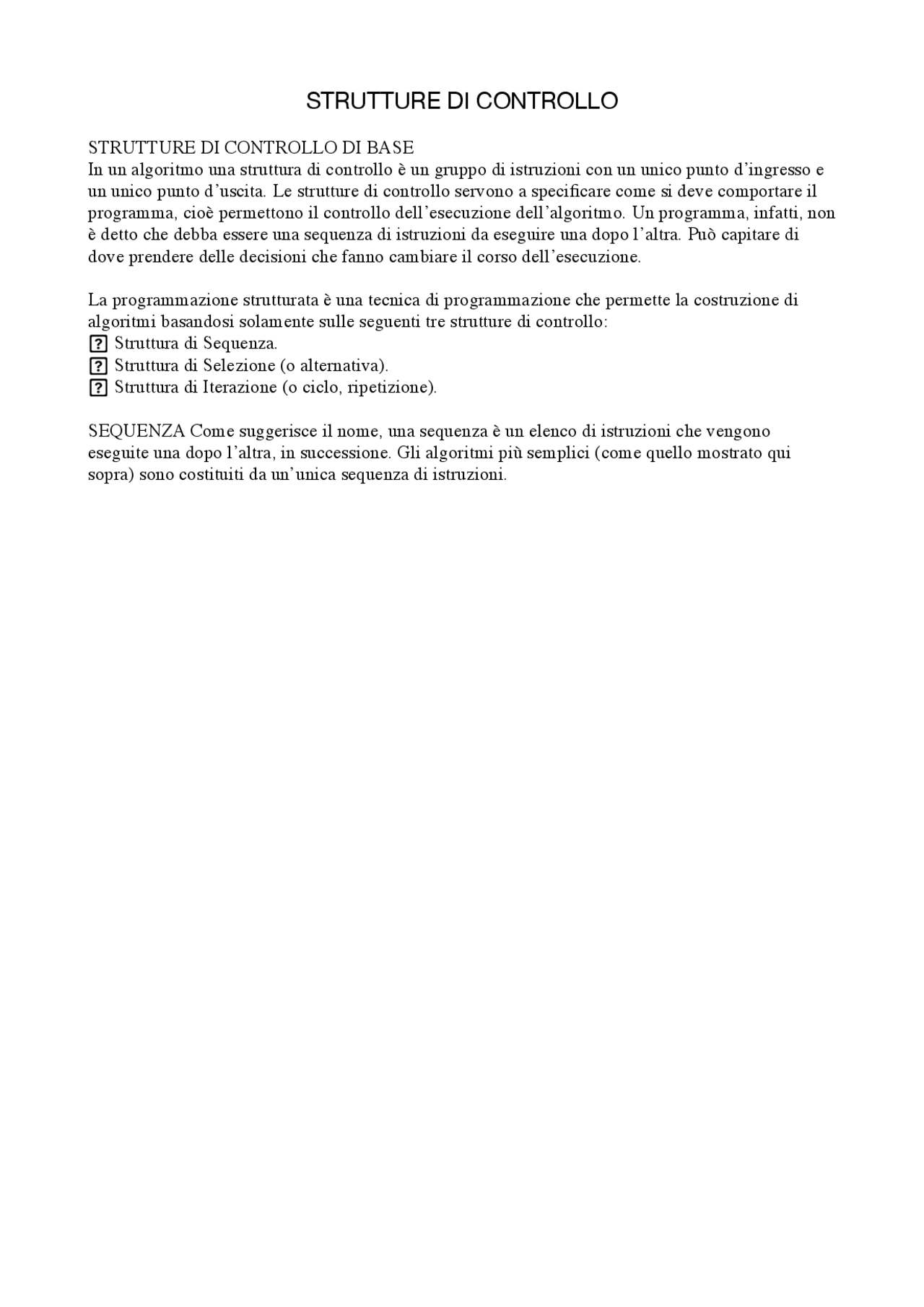 Strutture Di Controllo Docsity