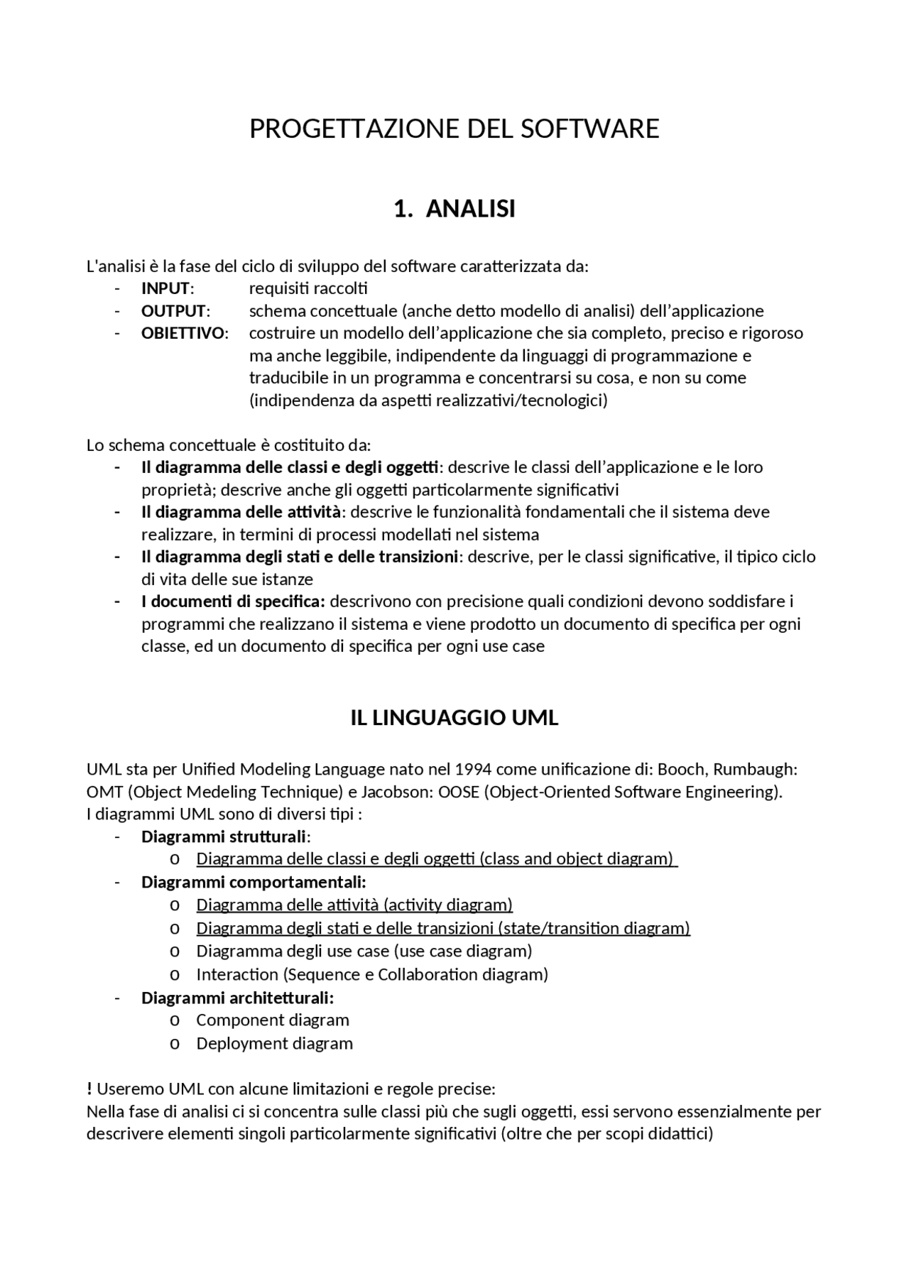 Progettazione del Software – Corso COMPLETO De Giacomo - Docsity