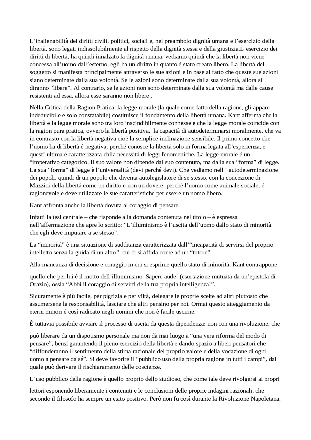 Saggio Sulla Libertà In Kant Docsity
