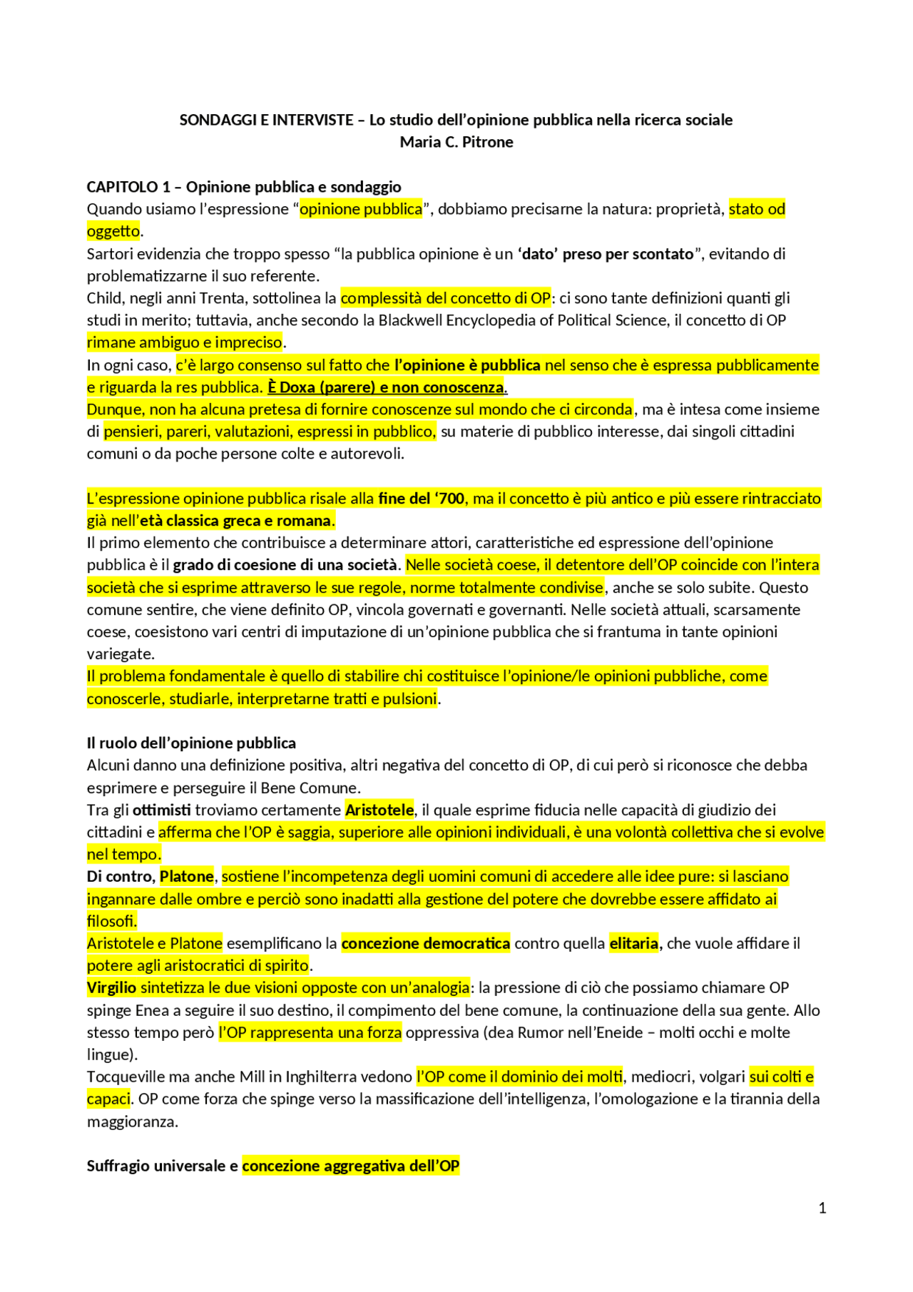 Sondaggi E Interviste Docsity