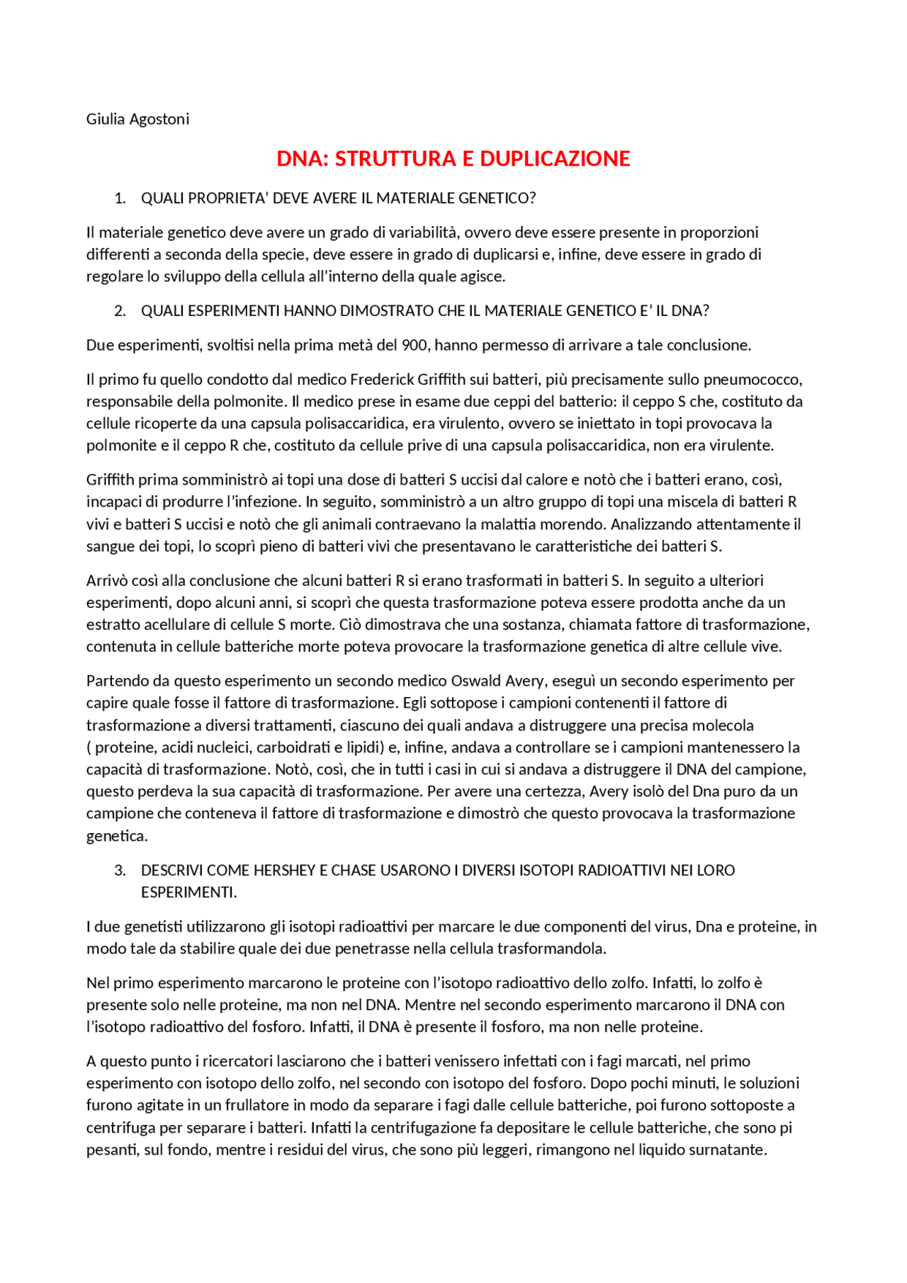 Struttura E Duplicazione Dna Docsity