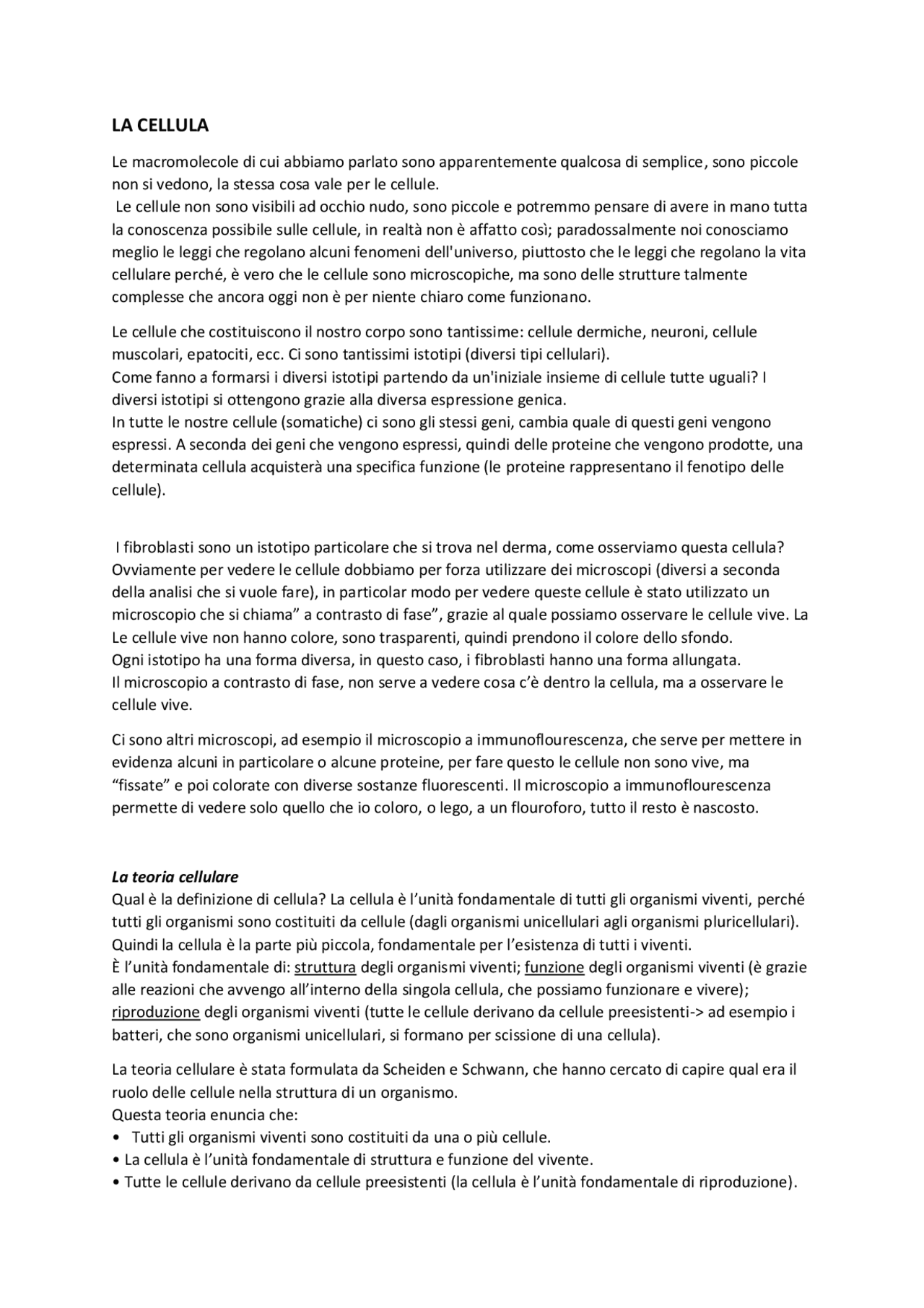 APPUNTI CELLULA (neurobiologia) - Docsity