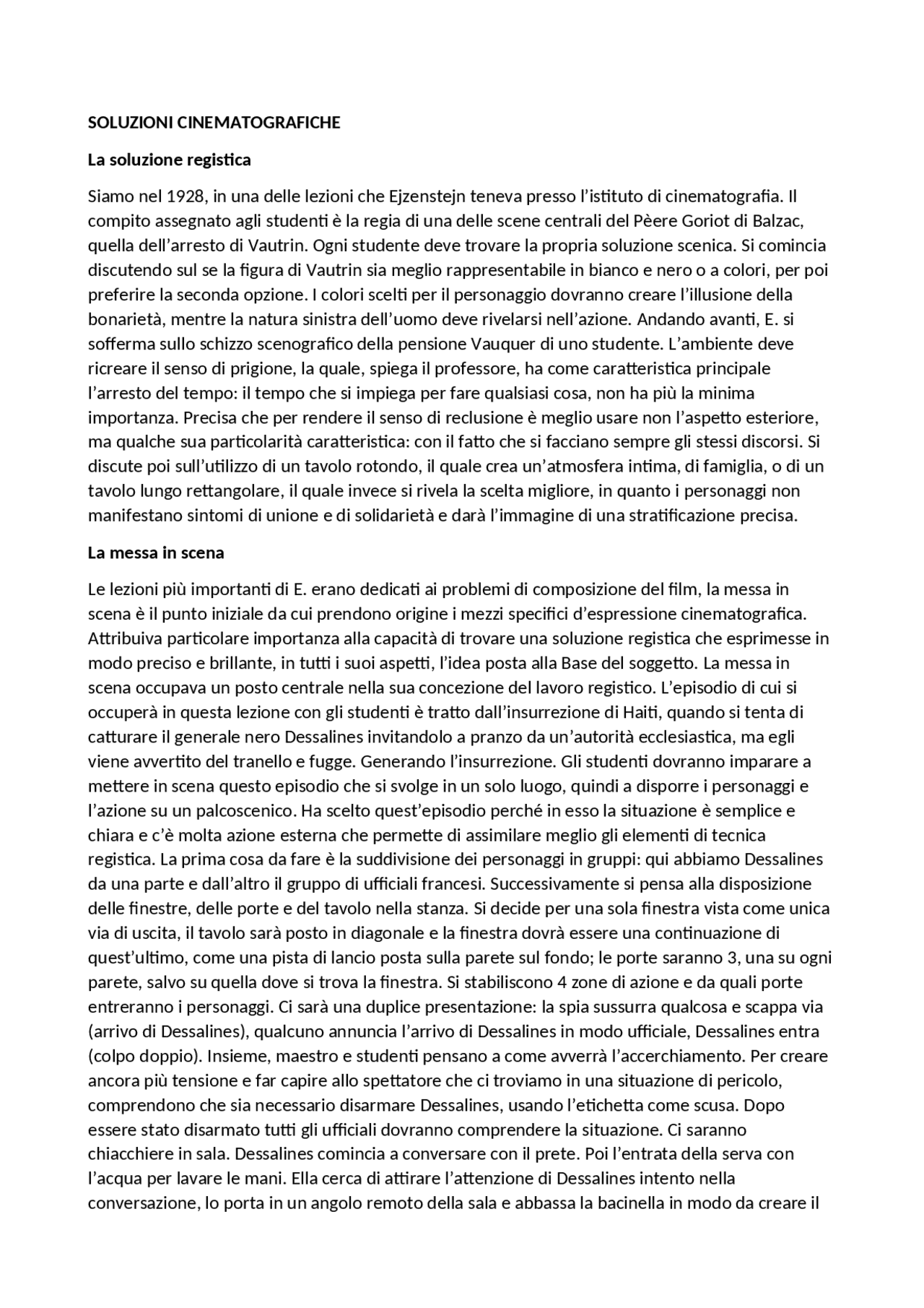 Lezioni Di Regia Sergej Ėjzenštejn Riassunto Docsity