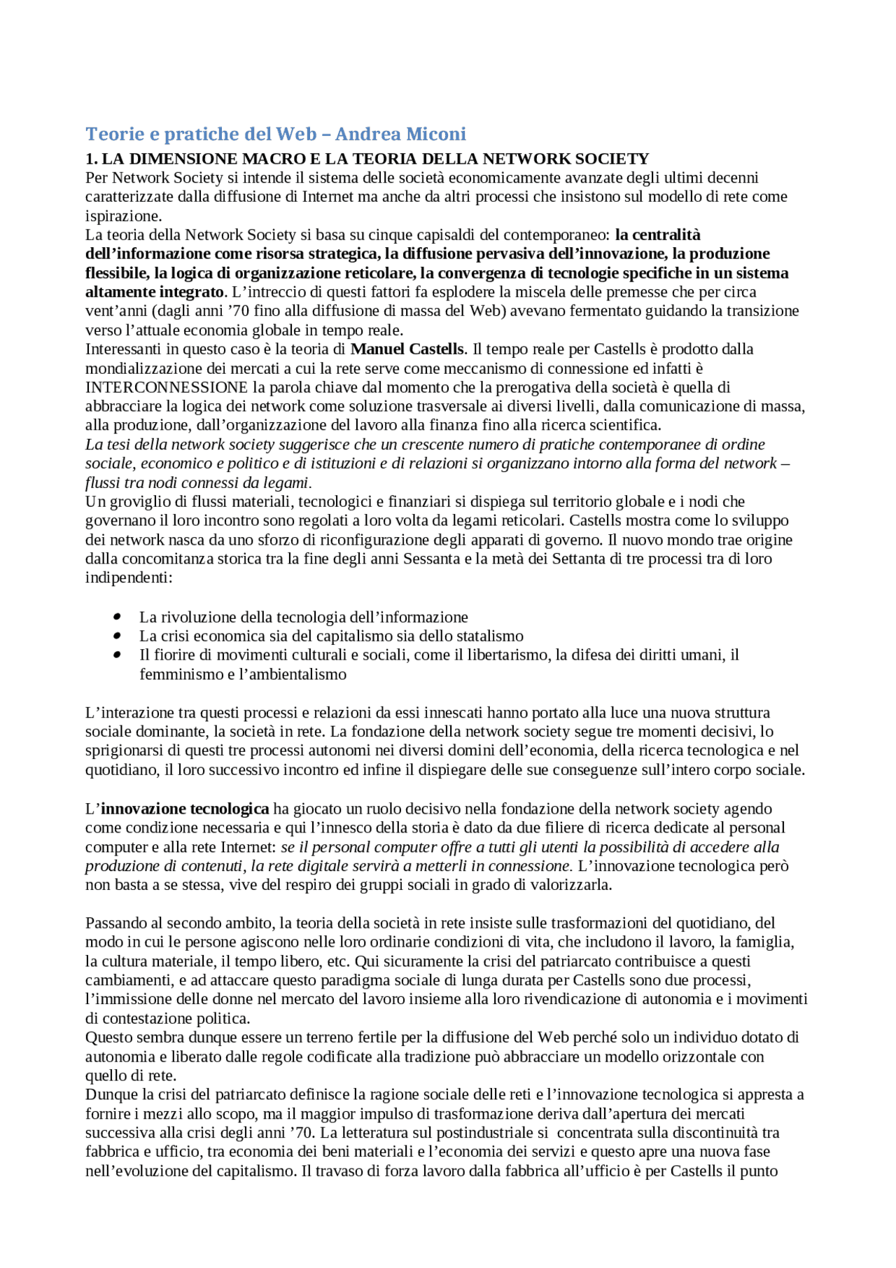 Teorie E Pratiche Del Web Docsity