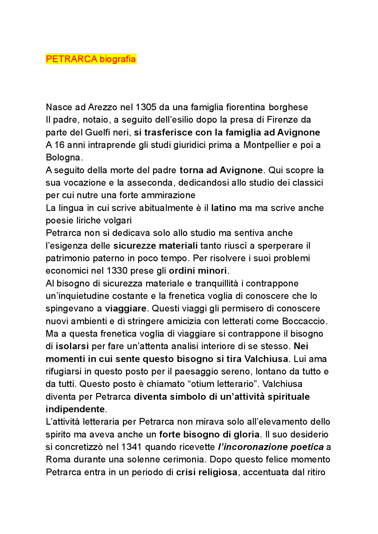 Petrarca biografia, secretum canzoniere e analisi di alcuni canti dell ...