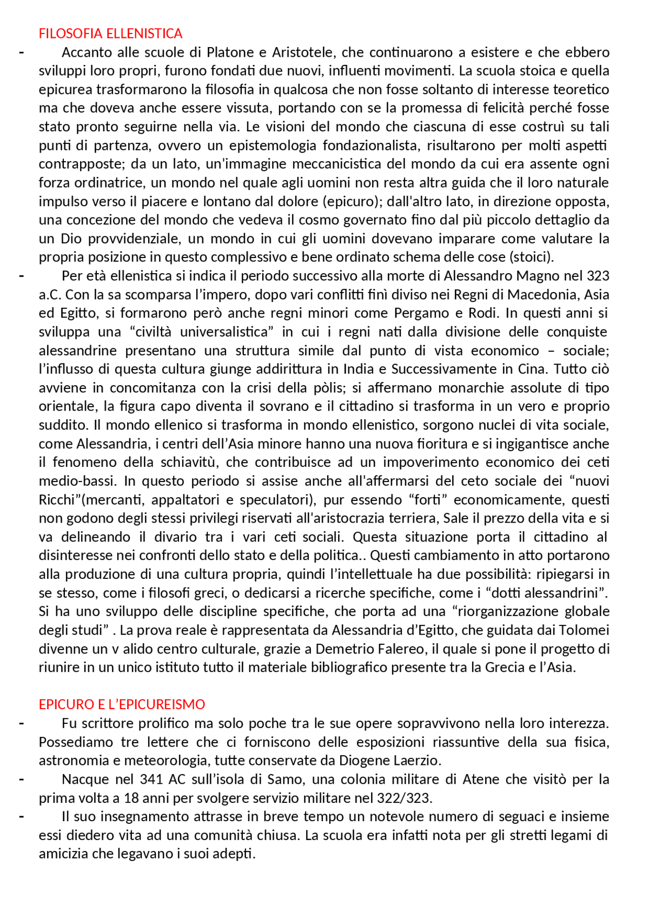 Epicuro E Stoicismo Docsity