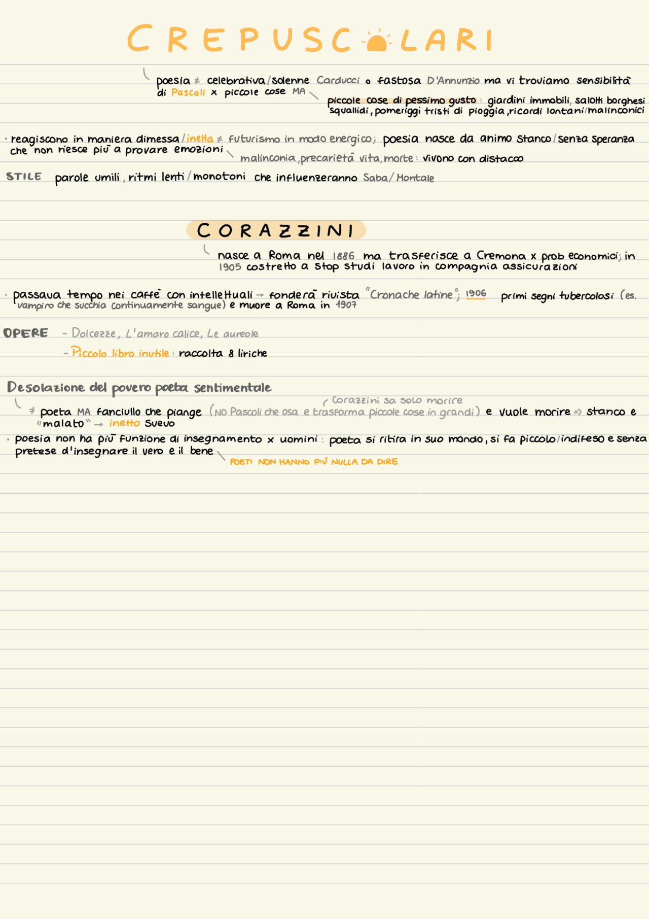 Crepuscolarismo Corazzini Docsity