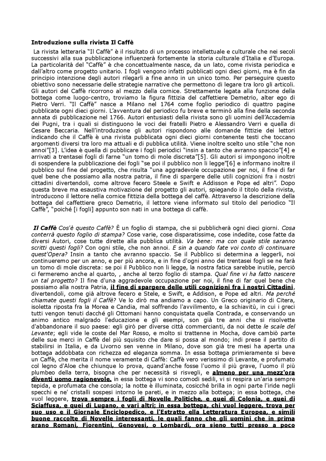 Il caffè illuminista - Docsity