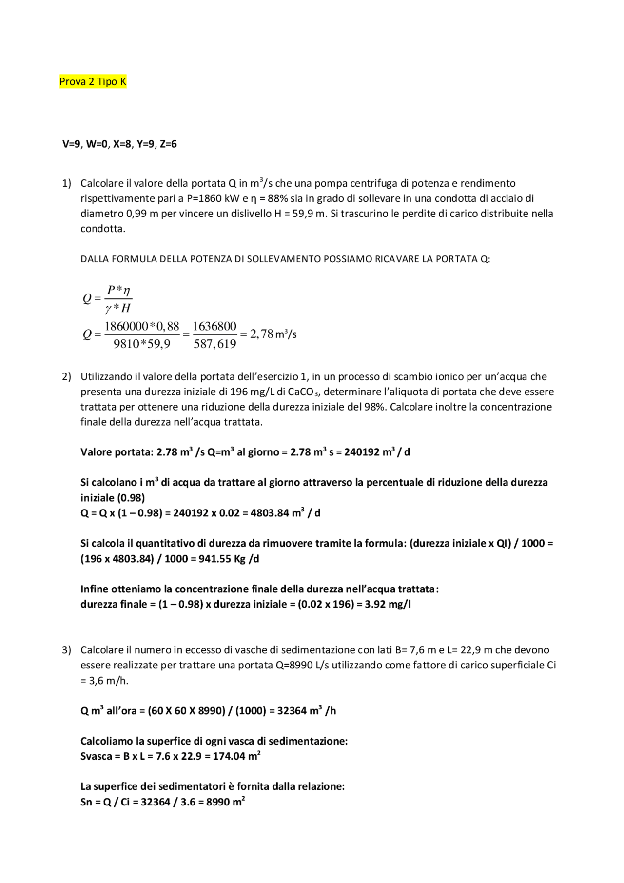 Unipegaso Prova Intercorso Ingegneria Ambientale N 2 Tipo K Docsity