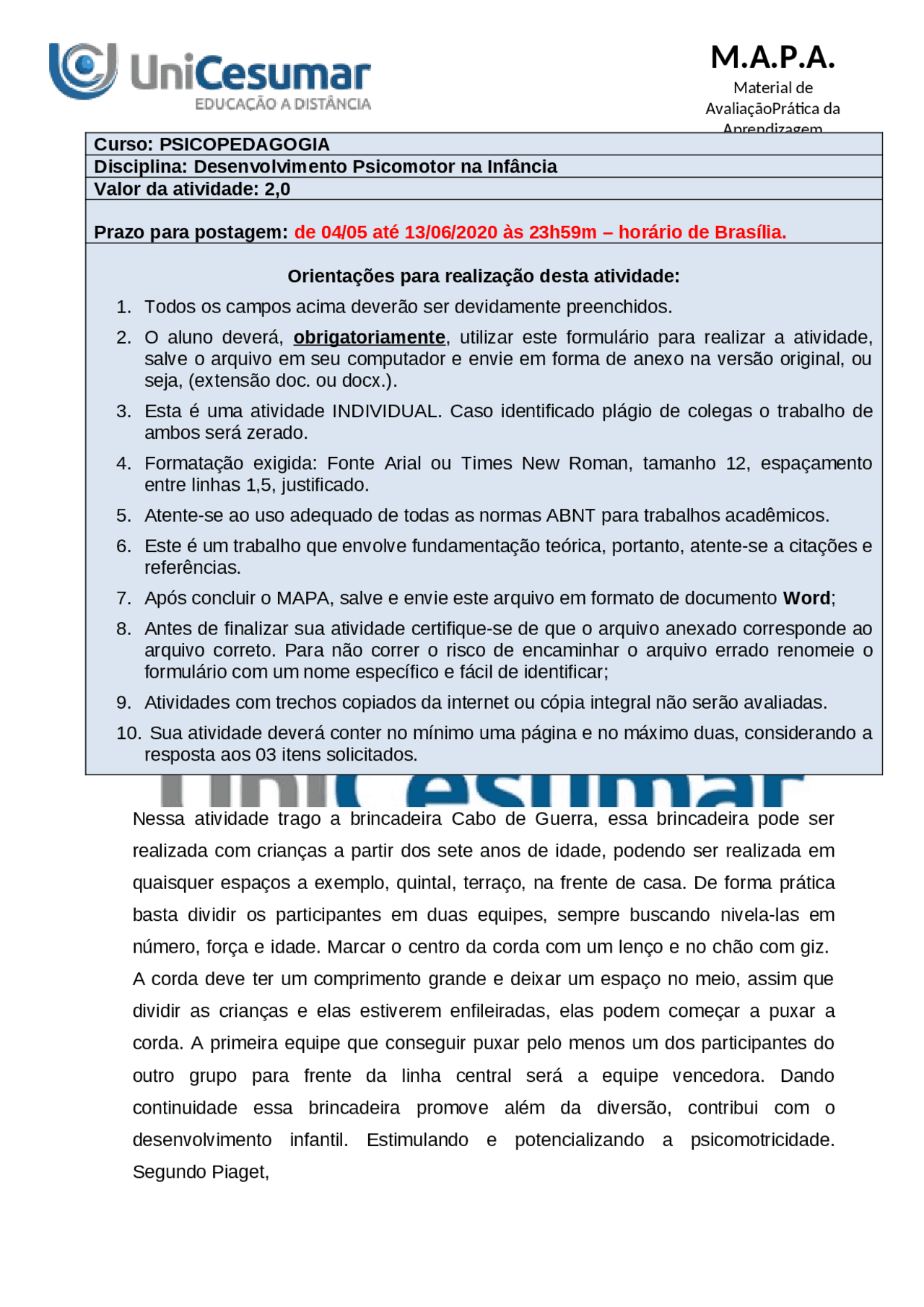 Desenvolvimento Psicomotor Na Infância Docsity