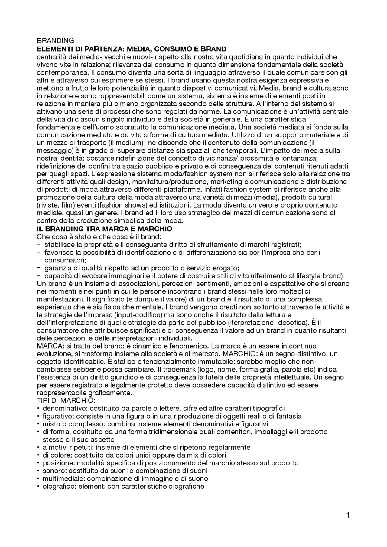 Appunti Delle Lezioni Di Branding Docsity