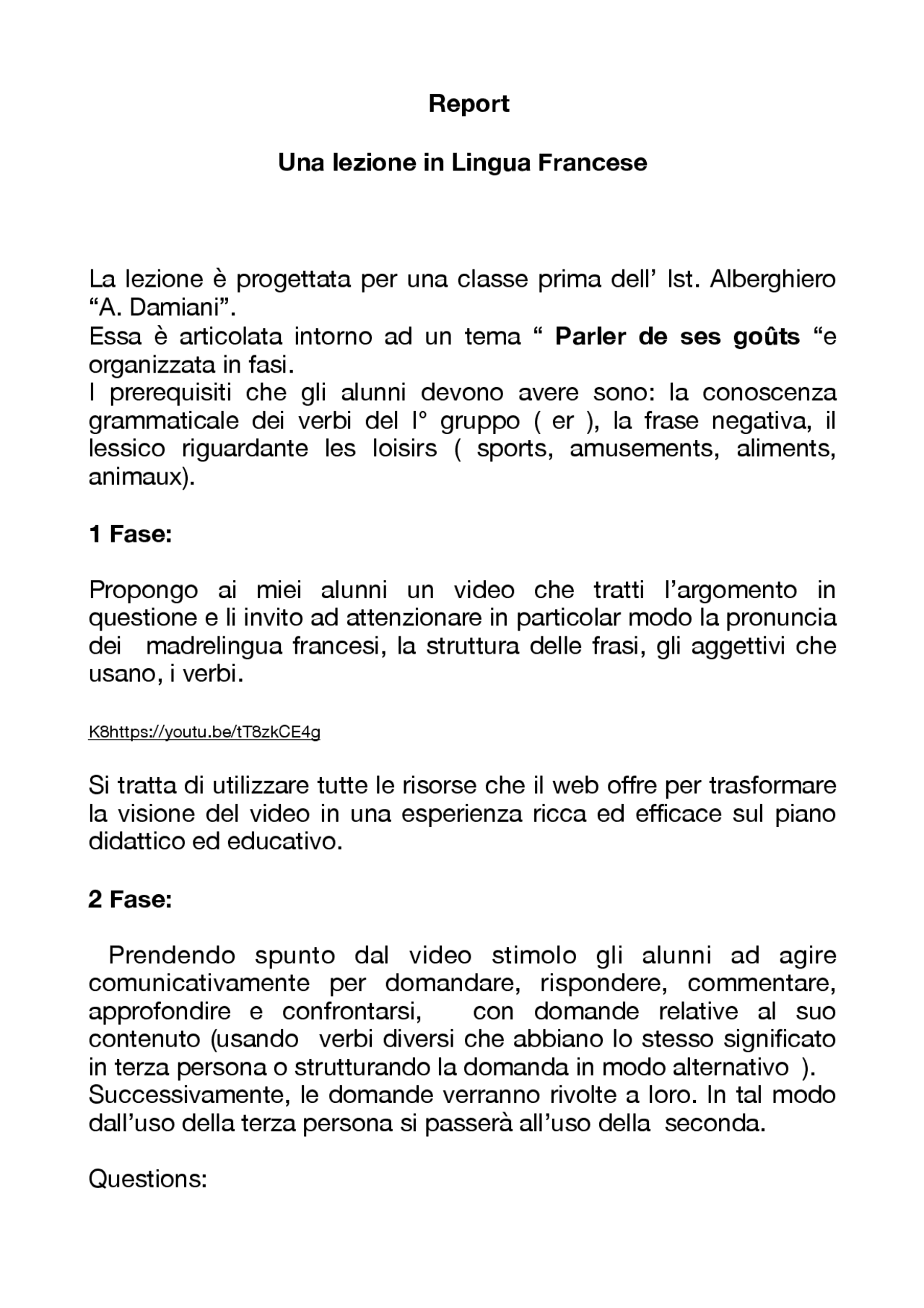 Una Lezione In Lingua Francese Docsity