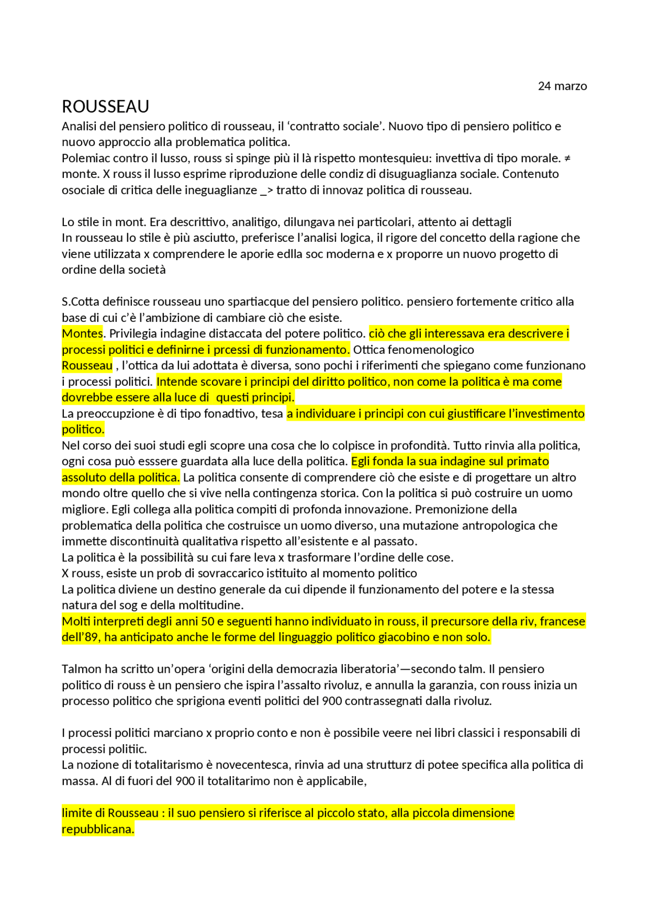 Appunto Su Rousseau E Kant Docsity