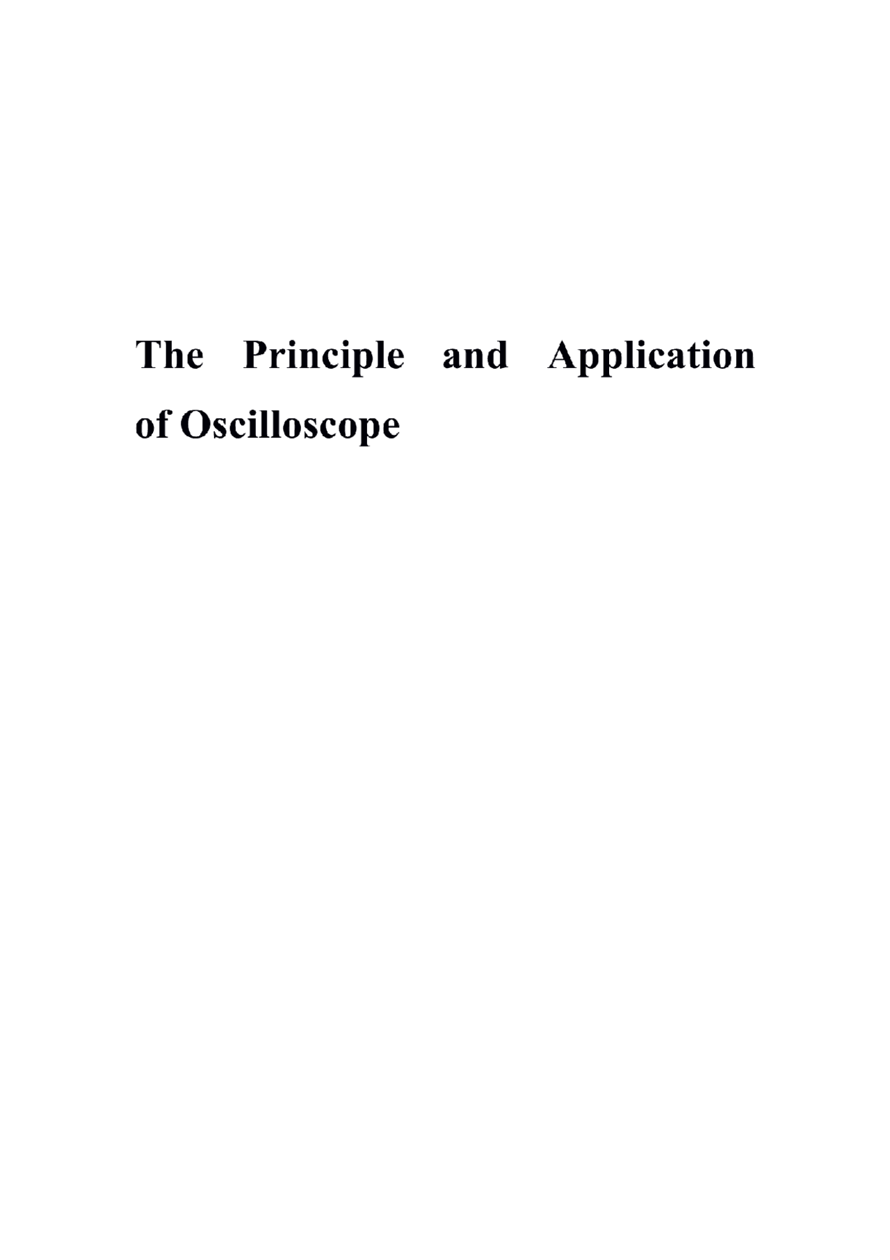 The Principle And Application Of Oscilloscope Docsity