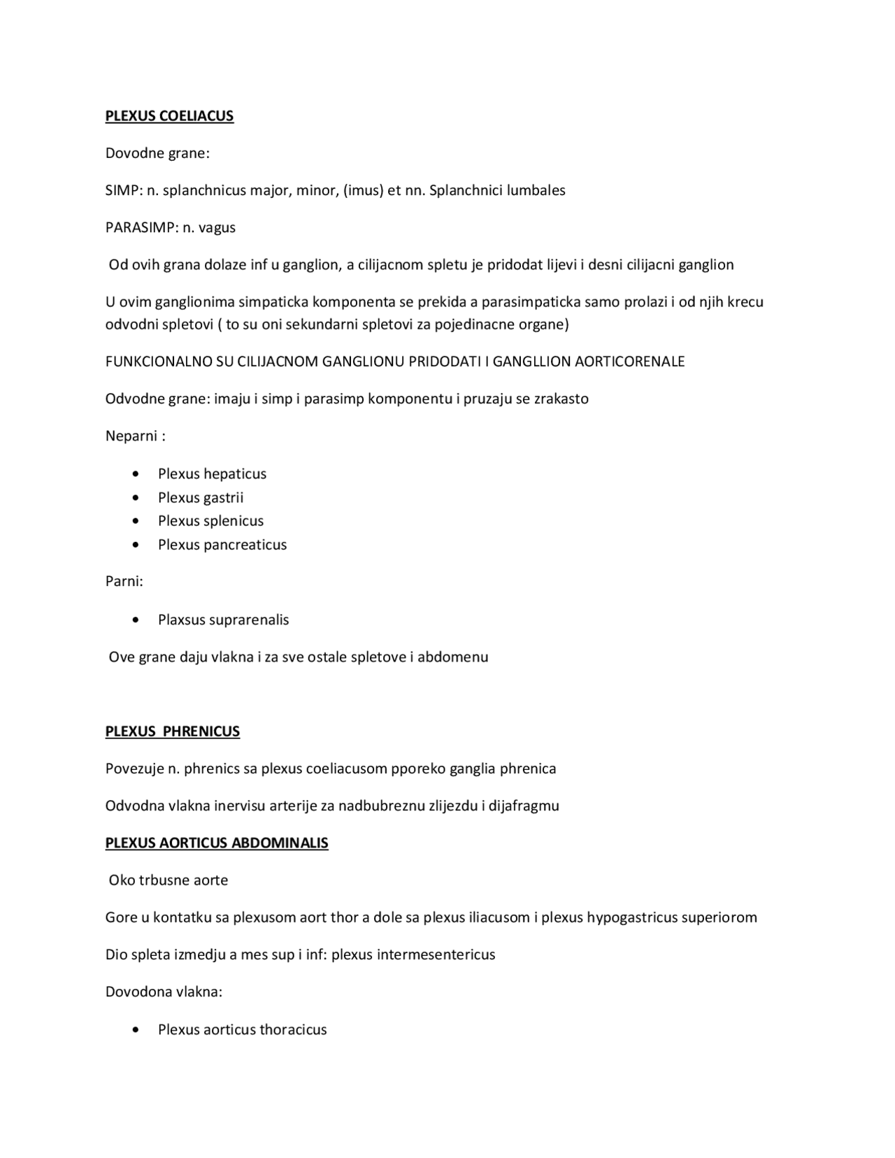 PLEXUS COELIACUS- TRBUŠNI ŽIVČANI SPLET | Beleške' predlog Anatomija ...