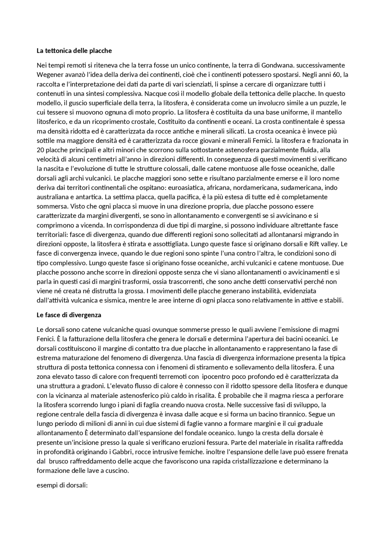 Scienze La Tettonica A Placche Docsity