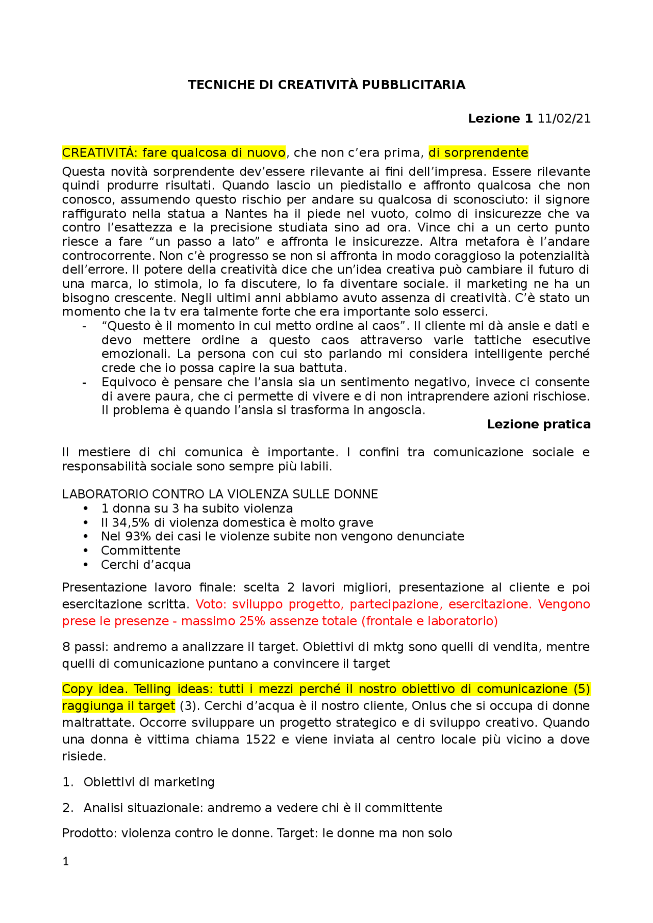 Appunti Teorie E Tecniche Pubblicitarie Laboratorio Docsity