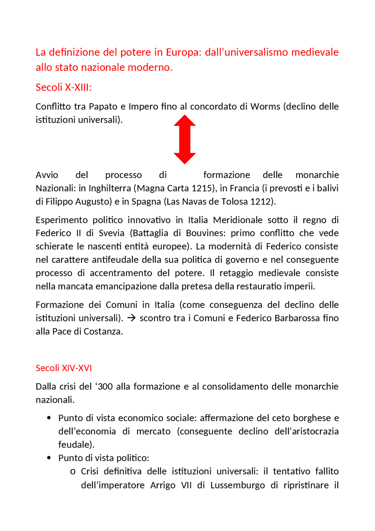 Storia- definizione del potere in Europa - Docsity