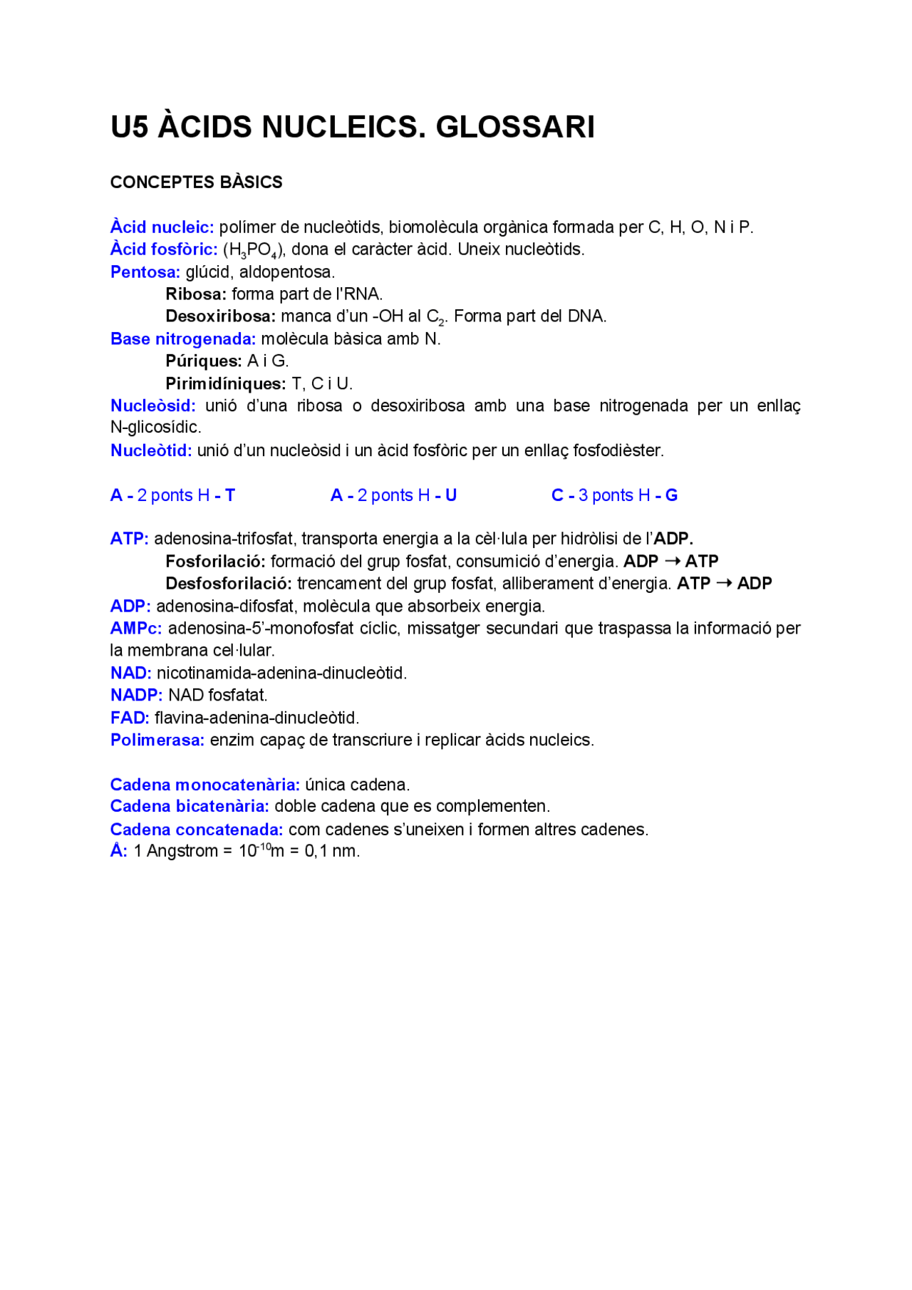 Glossari Àcids Nucleics Docsity