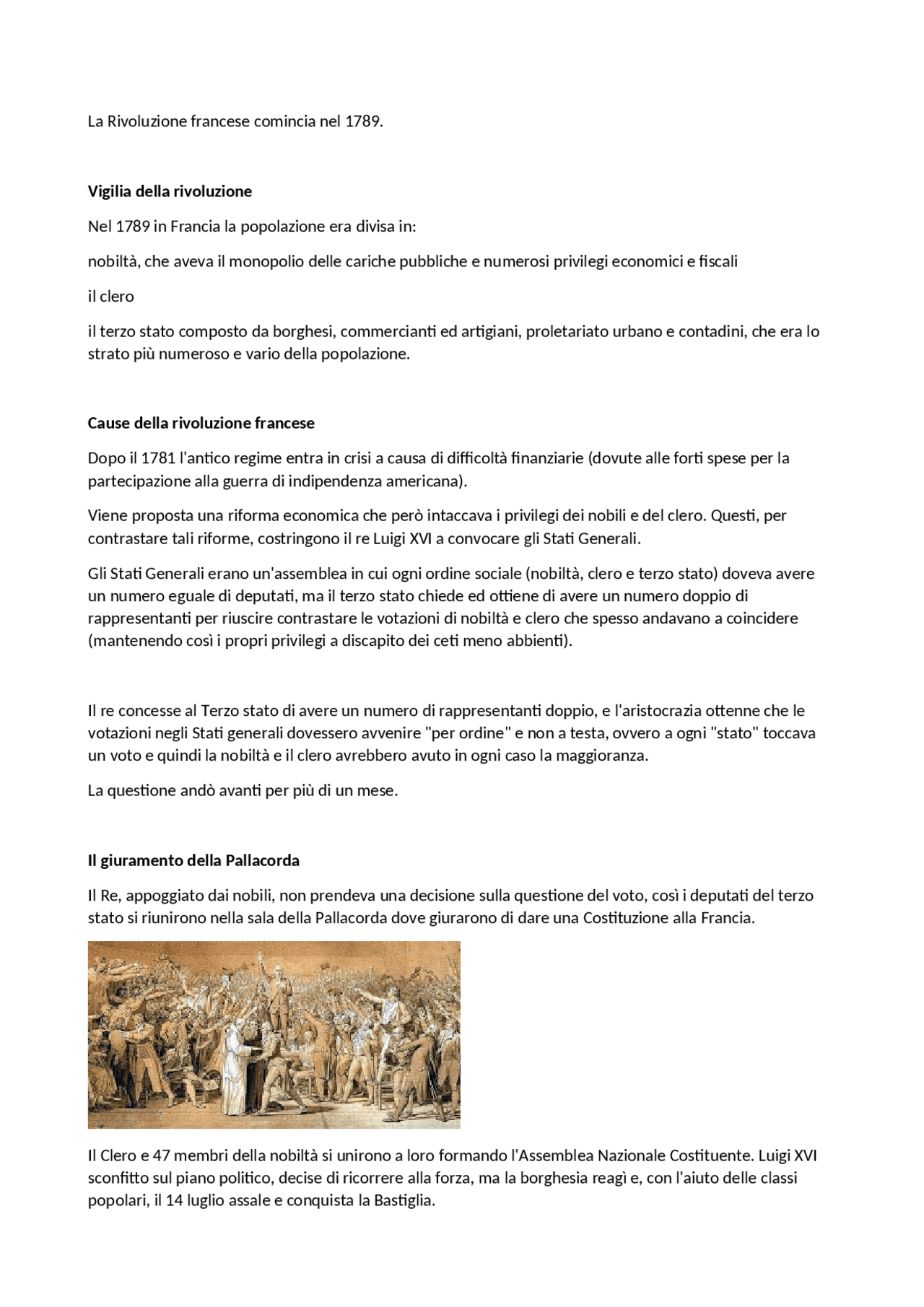 Rivoluzione Francese Sintesi Appunti Di Francese Docsity