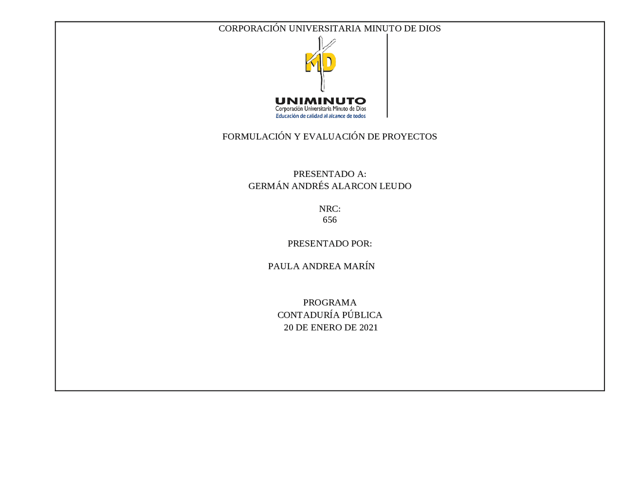Actividad Formulación De Proyectos Docsity