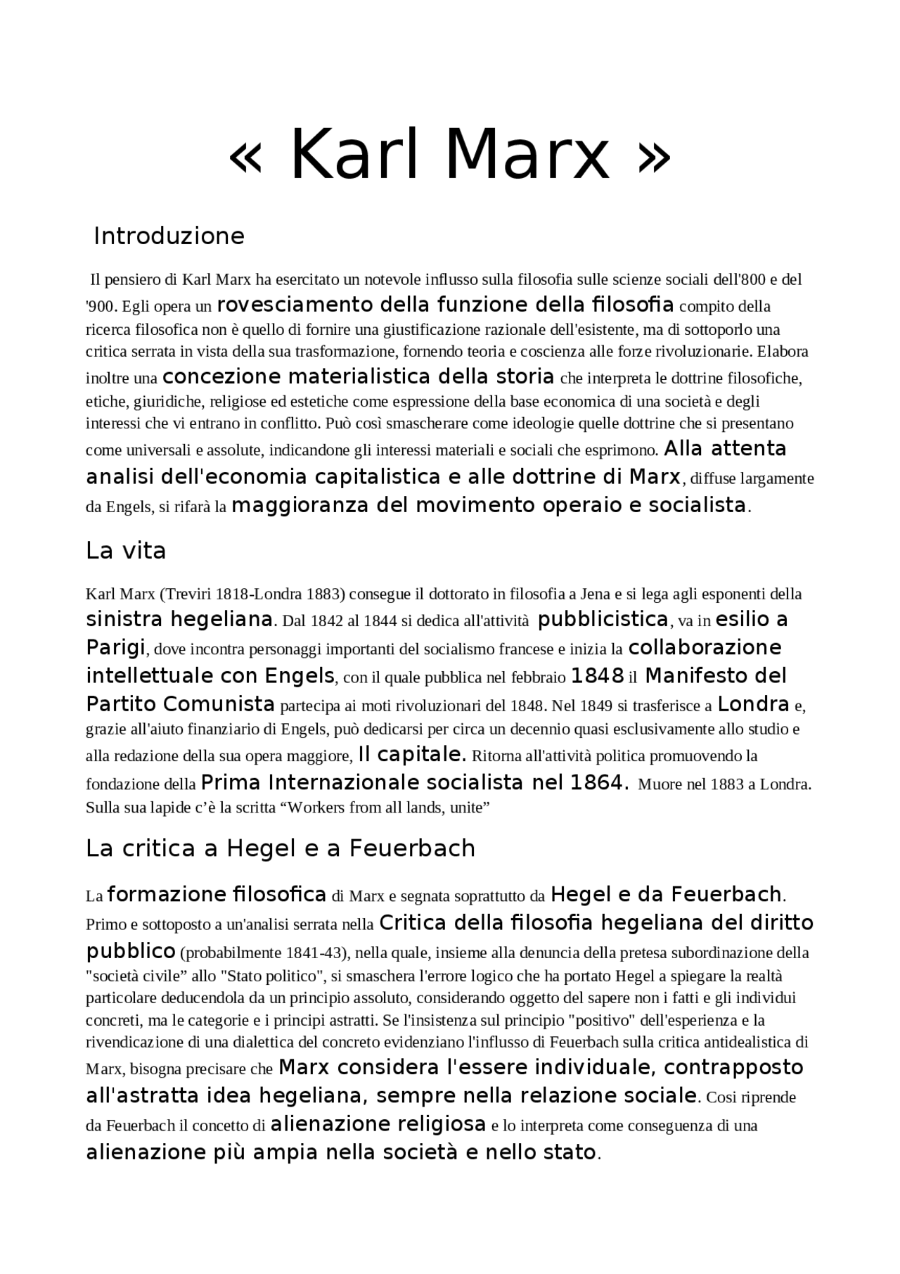 Marx Appunti E Filosofia Docsity