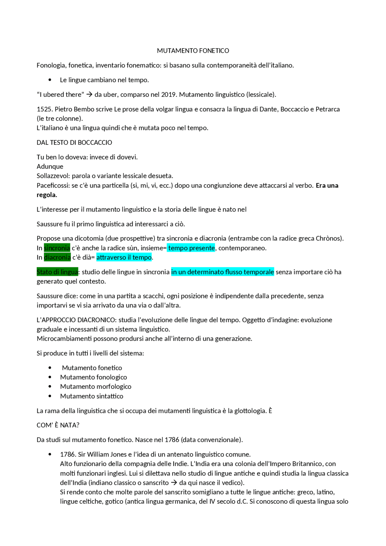 Mutamento Fonetico Inizio Modulo Con Prandi Docsity