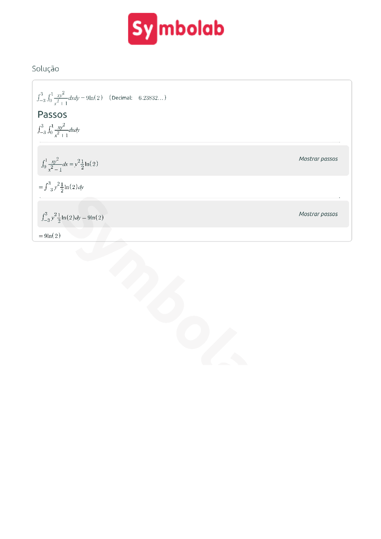 Resolução Exercício Integral Docsity